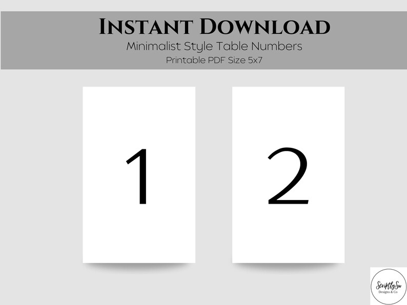 INSTANT DOWNLOAD Wedding Table Numbers 1-50 Digital Download Print ...