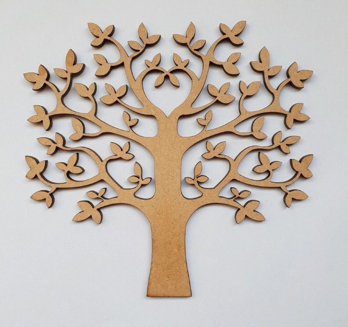 Family Wooden MDF Tree Shape With Hearts Craft Blank Decor ...