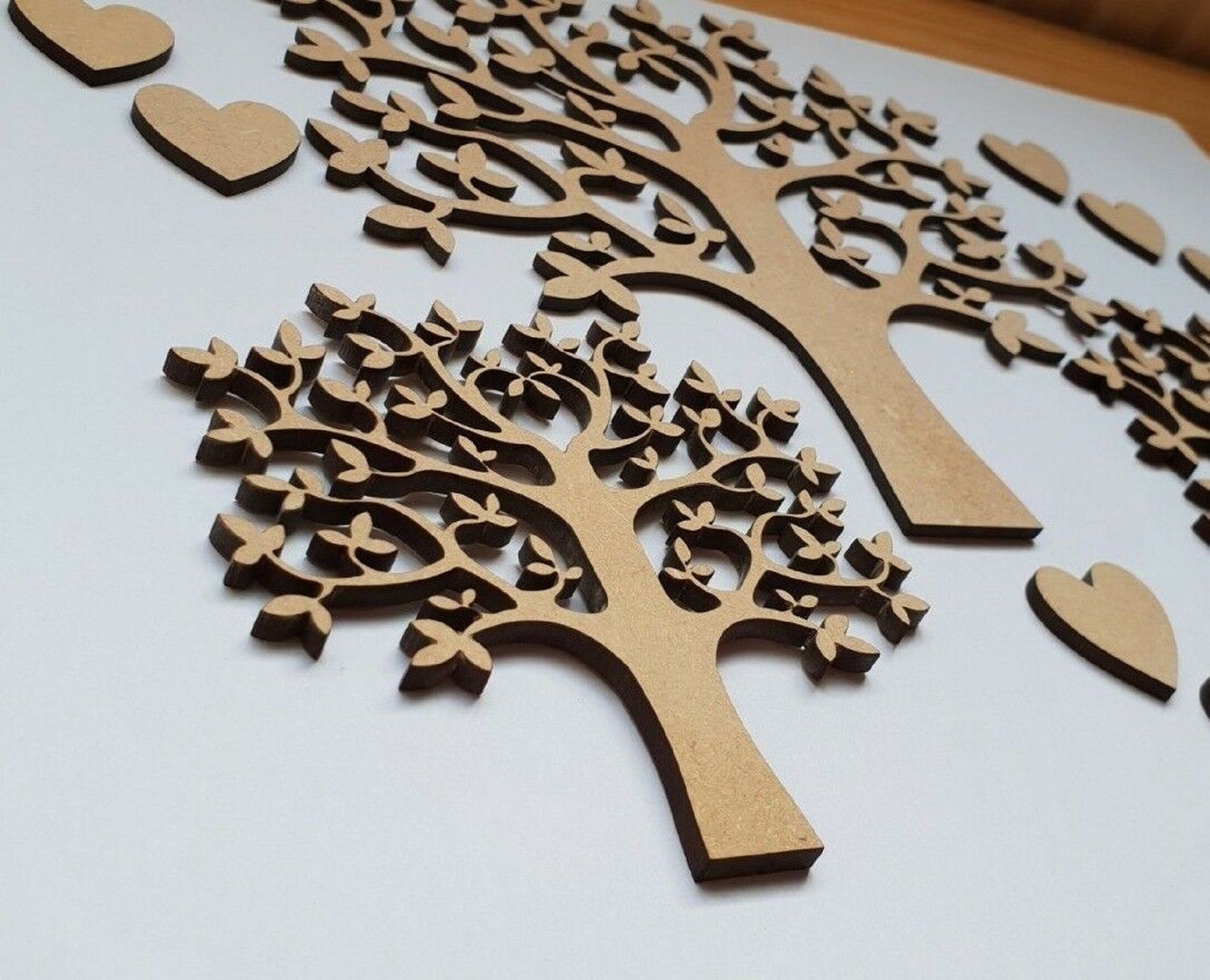 Family Wooden MDF Tree Shape With Hearts Craft Blank Decor ...