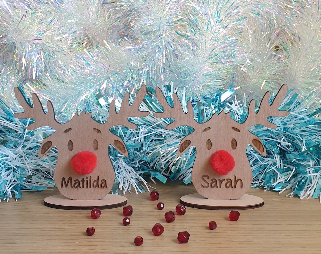 Personalised Wooden Reindeer Place Names Christmas Decoration ...
