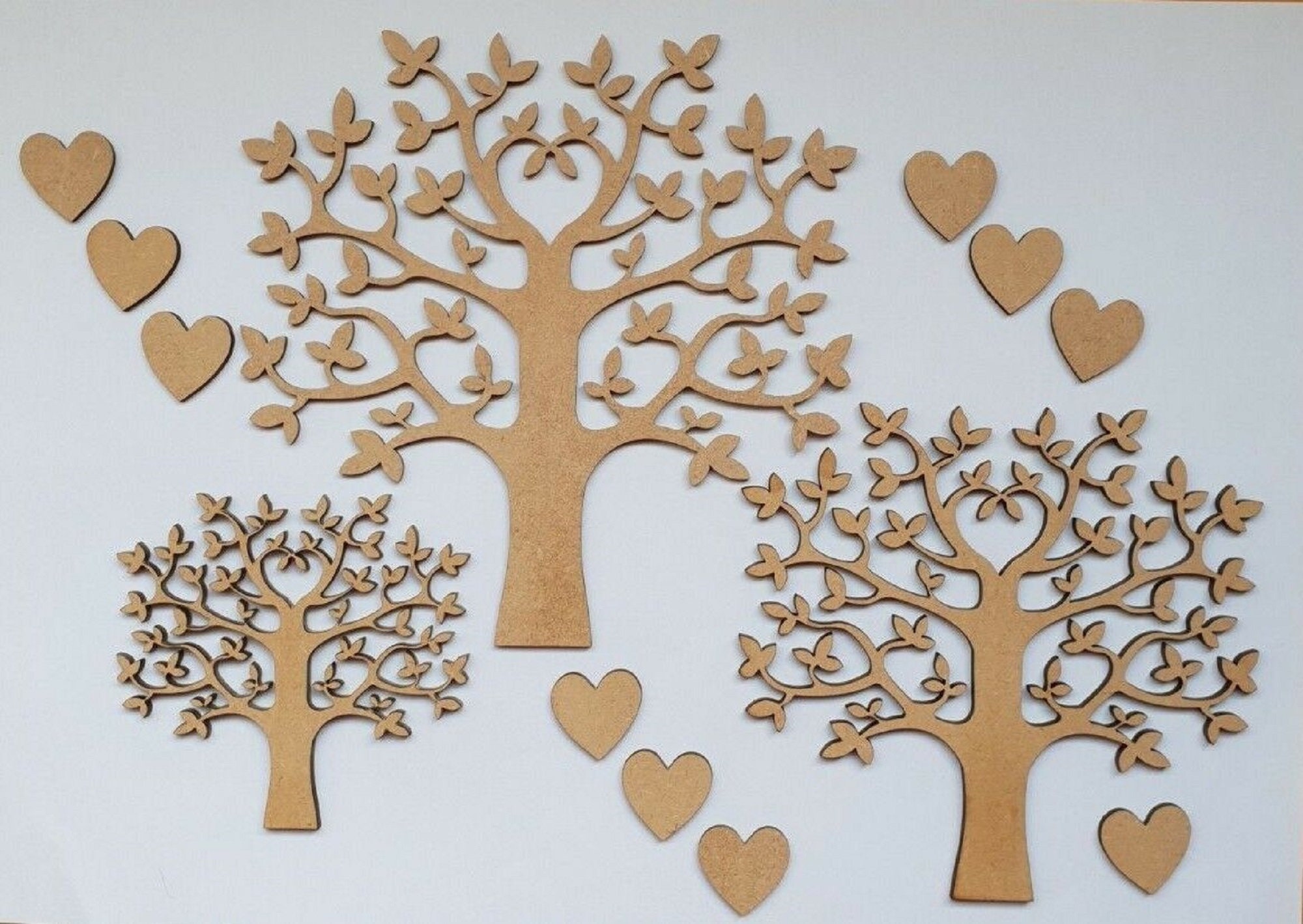 Family Wooden MDF Tree Shape With Hearts Craft Blank Decor ...