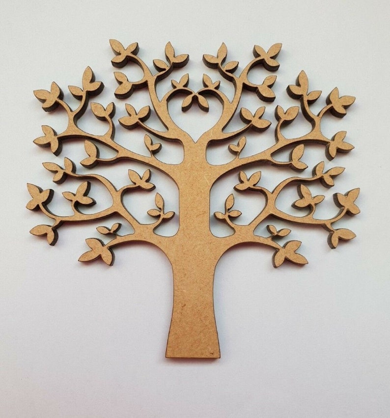 Family Wooden MDF Tree Shape With Hearts Craft Blank Decor ...