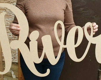 Personalised Wooden Script Name Large Wall Sign Room Decor | Etsy UK