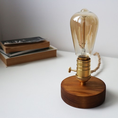 Edison Wooden Table Lamp Edison Bulb Rustic Decor Retro Style - Etsy