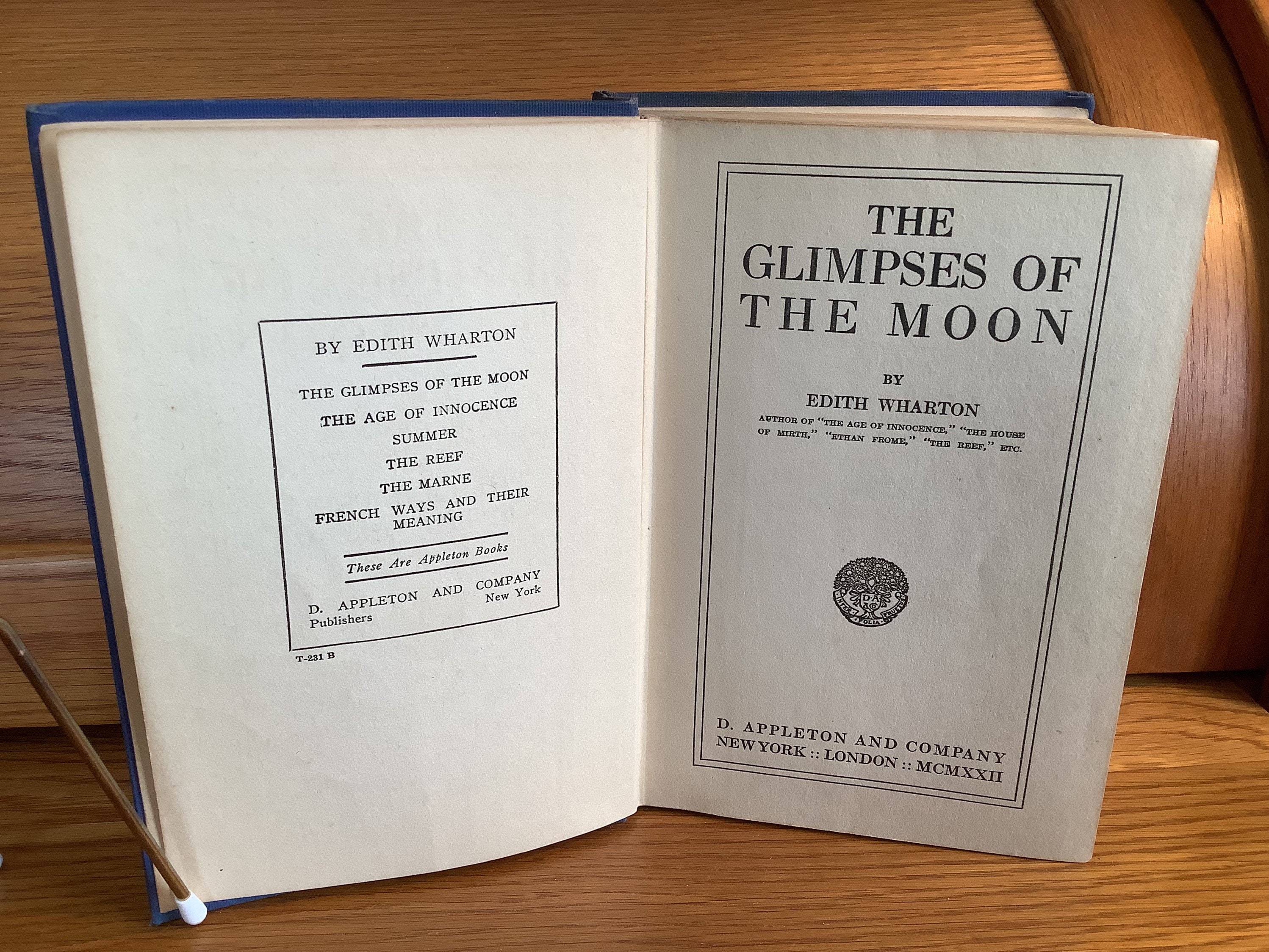 Edith Wharton the Glimpses of the Moon First Edition, First Printing ...