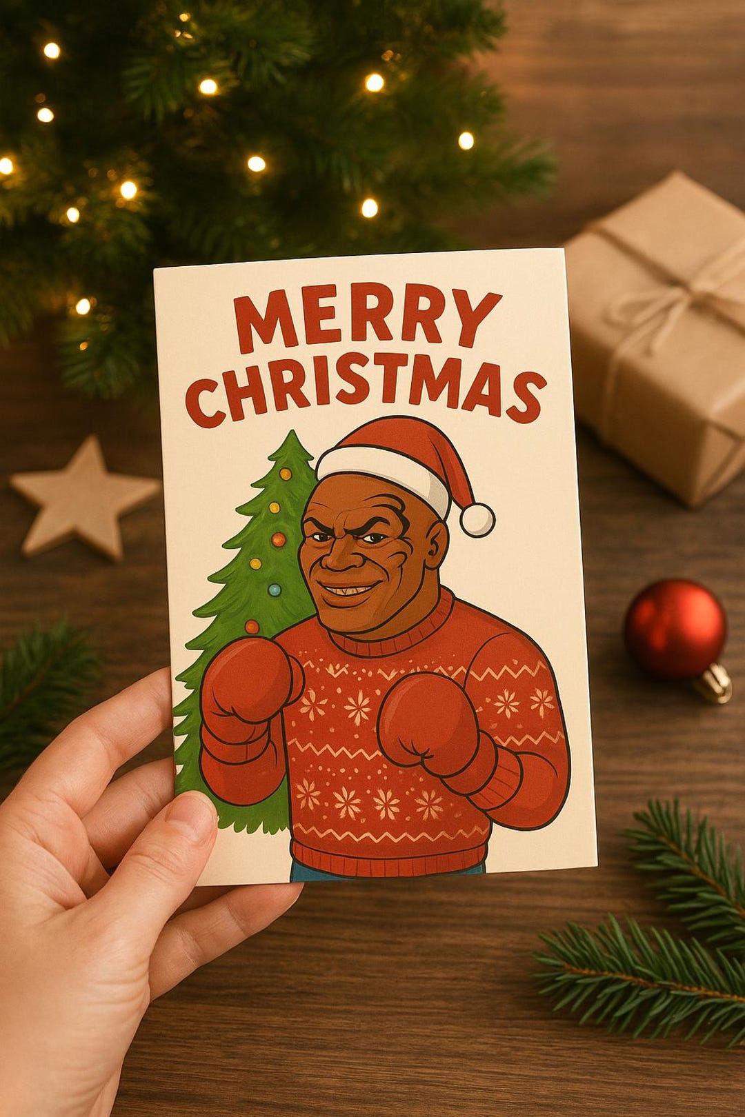 Funny Christmas Boxing Card | Comic Style Holiday Poster | Digital ...
