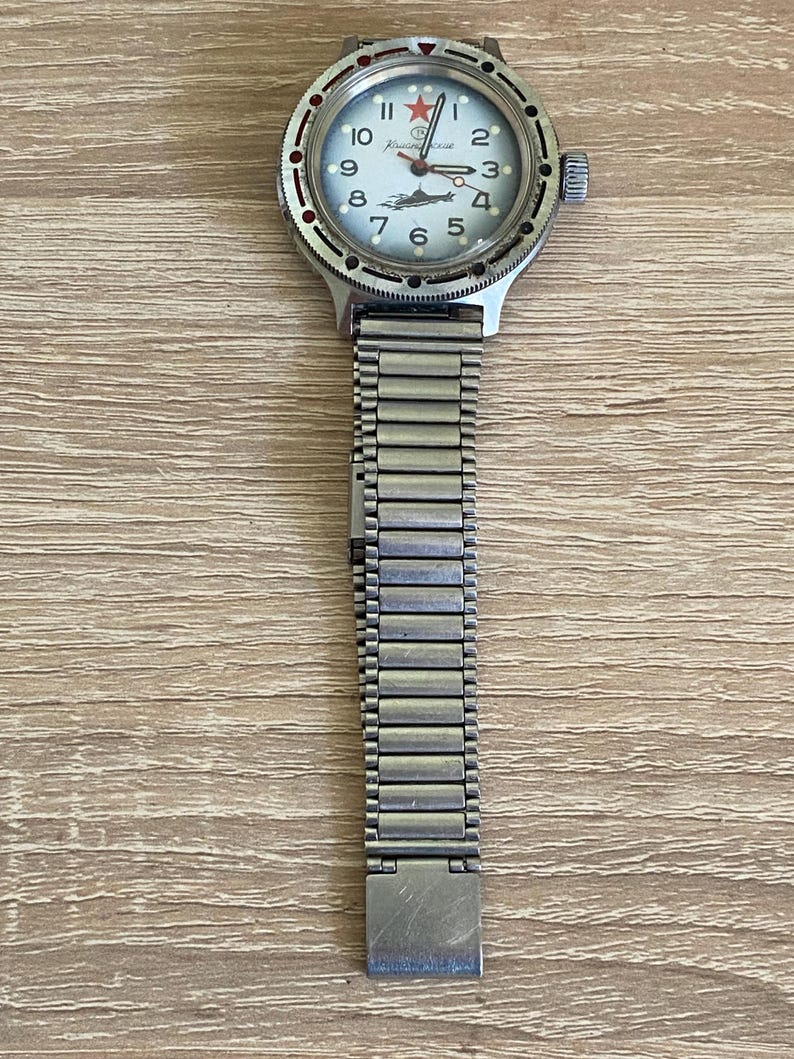 Vintage Komandirskie Watch Submarine Dial, Red Star Soviet Style ...
