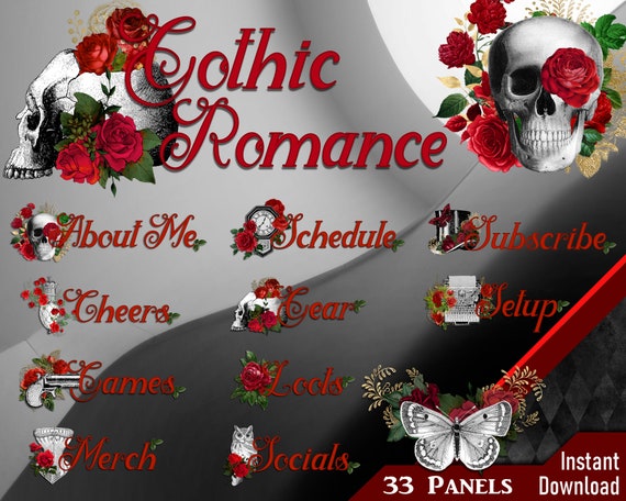 RED GOTHIC ROMANCE Panel Set 33 Twitch Streamer Panels | Etsy