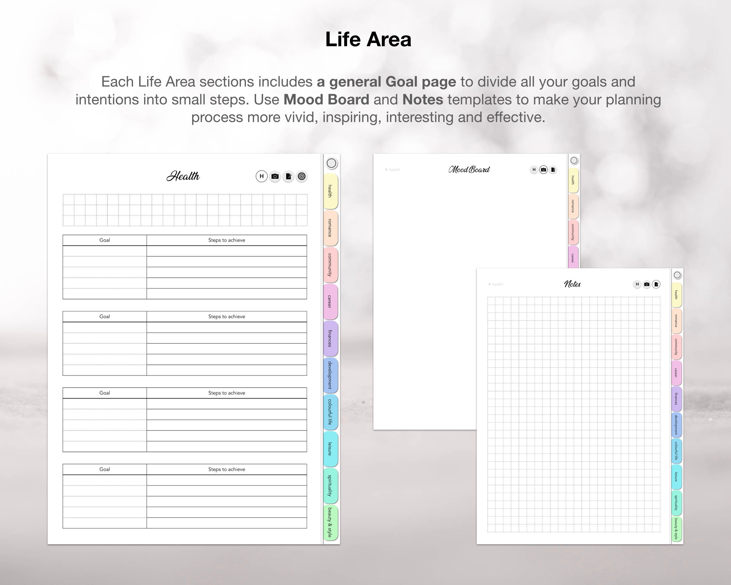 Wheel of Life Digital Planner | Life Balance Template Goal Setting ...
