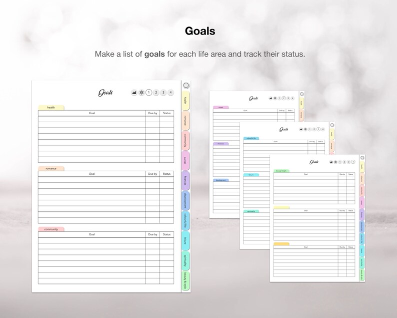 Wheel of Life Digital Planner Life Balance Template Goal - Etsy