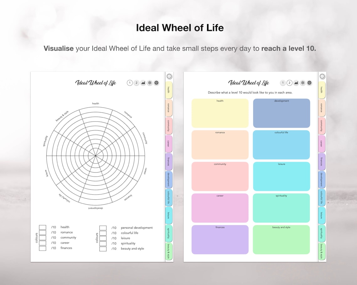 Wheel of Life Digital Planner Life Balance Template Goal - Etsy