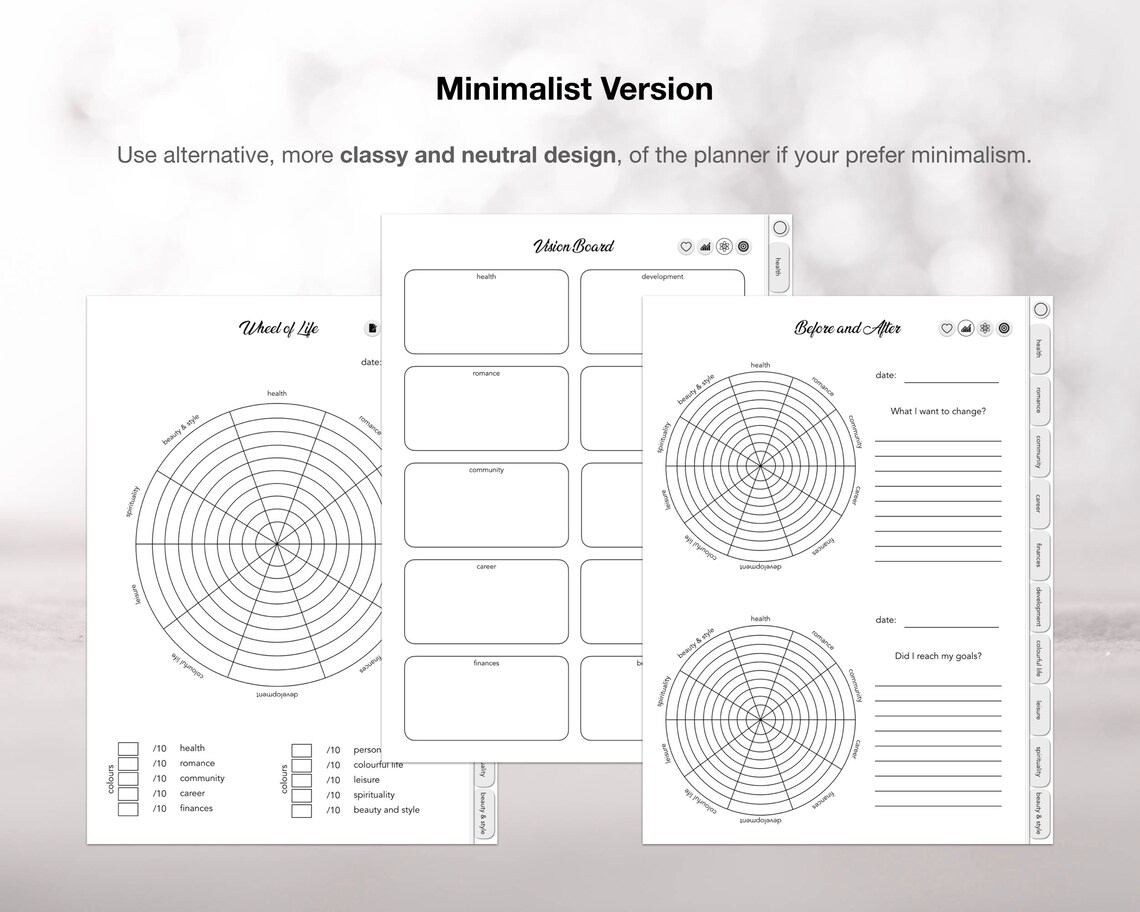 Wheel of Life Digital Planner Life Balance Template Goal - Etsy