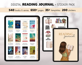 Digital Reading Journal Stickers - Etsy