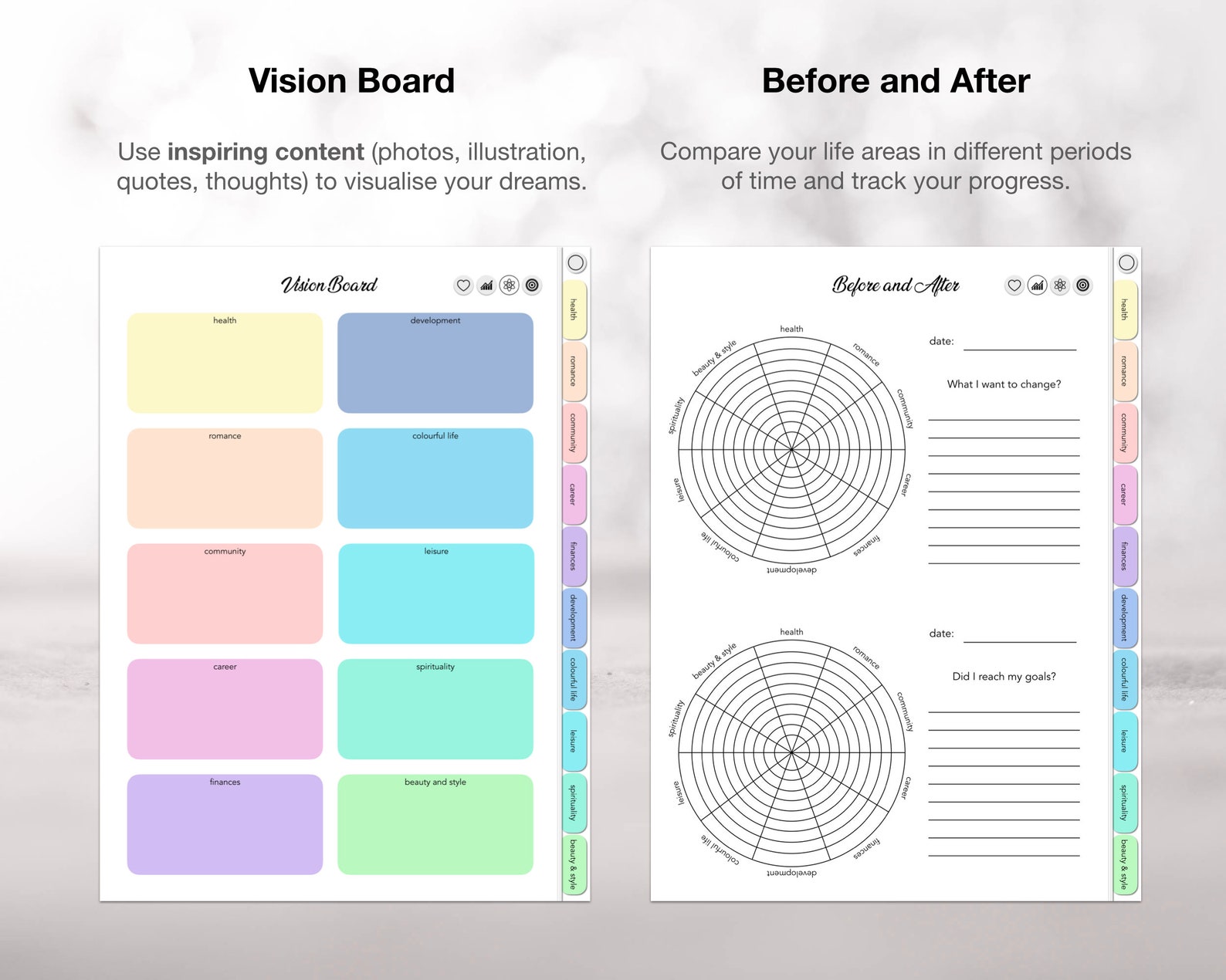Wheel of Life Digital Planner | Life Balance Template Goal Setting ...