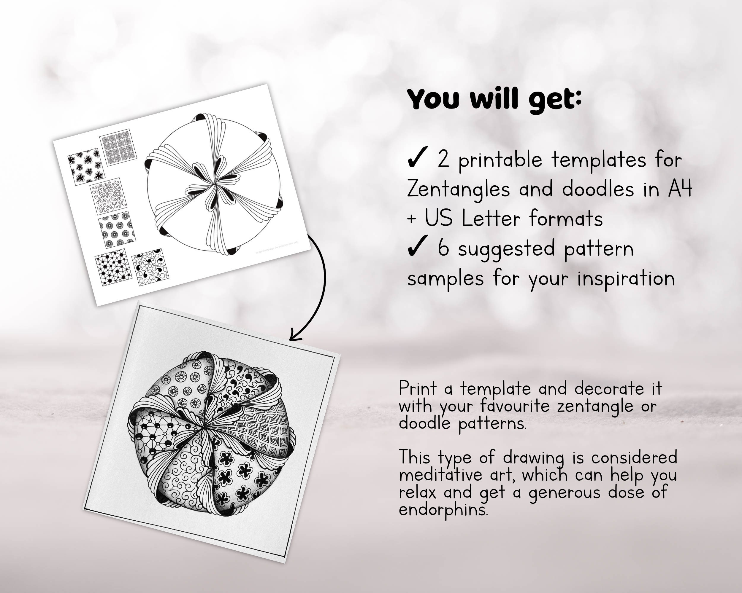 Wheel. Zentangle and Doodles Printable Drawing Template, Line Art and ...