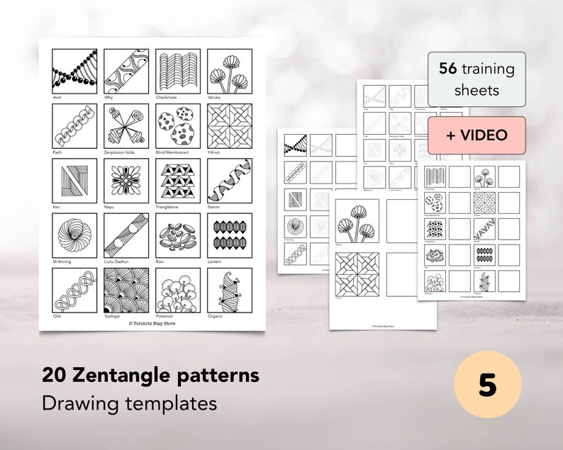 20 Zentangle Patterns Easy Zentangle Drawing Templates With Video ...