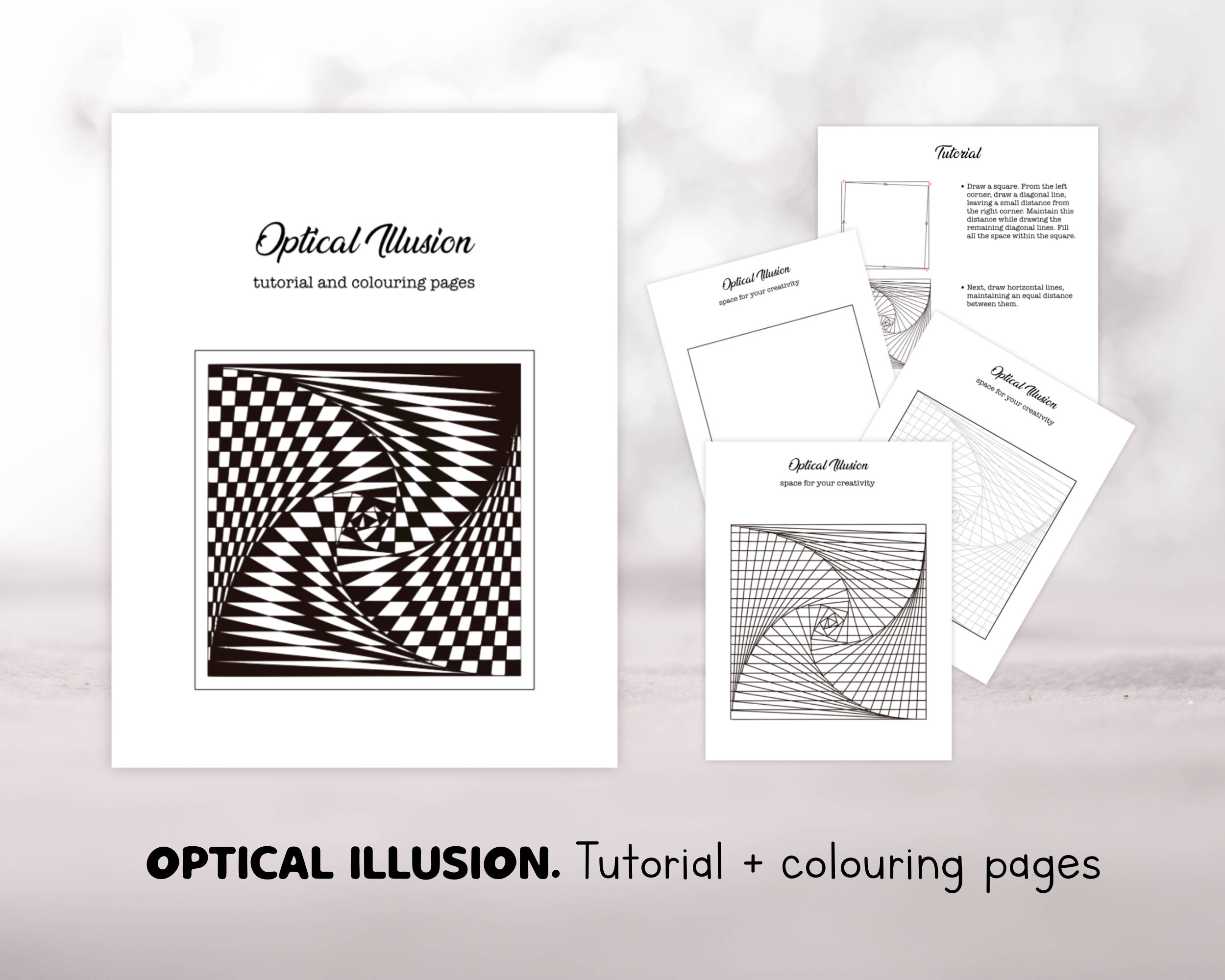 Optical Illusion Drawing Tutorial, Line Art Tutorial, Zentangle Drawing ...
