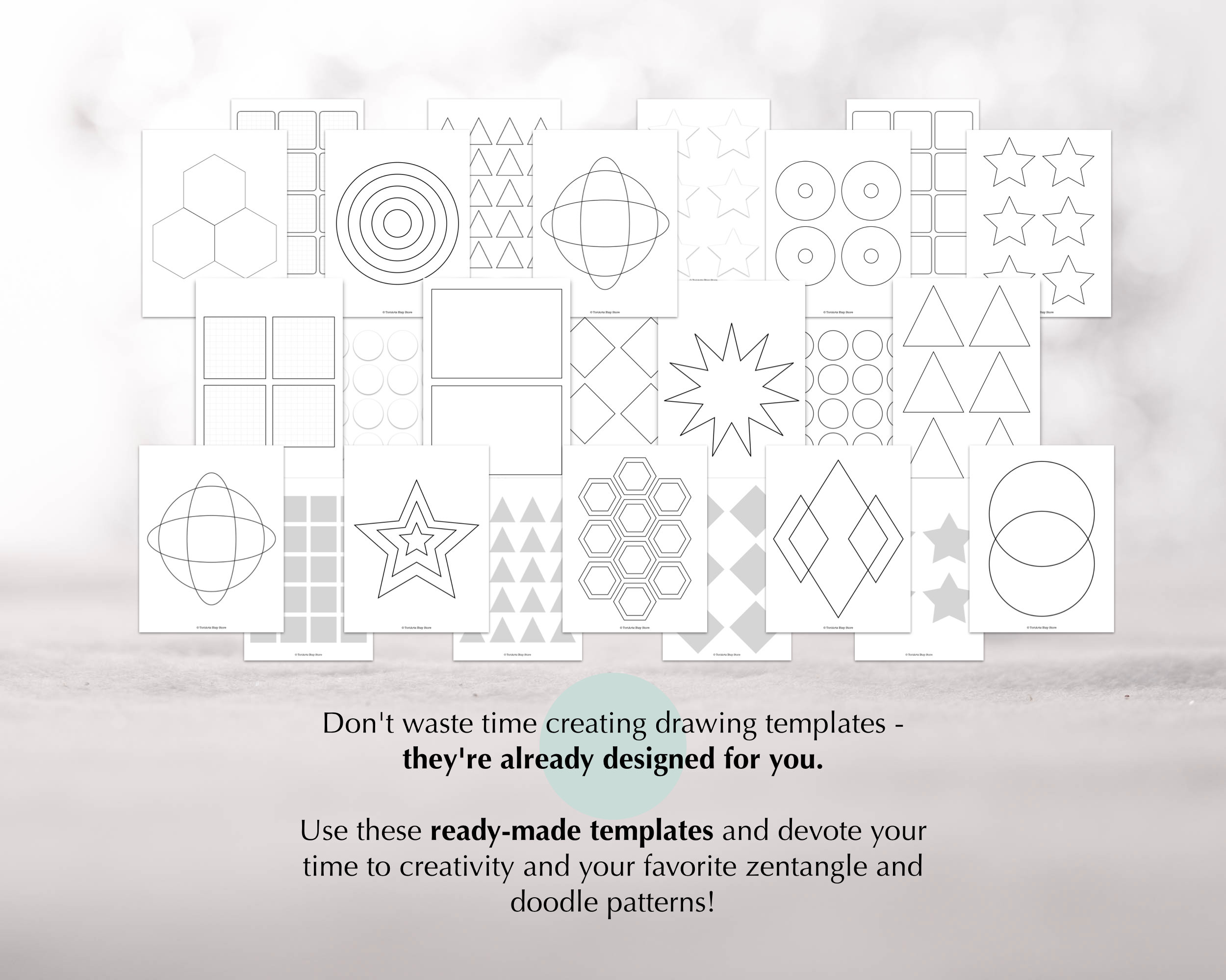 300 Printable Templates for Zentangles and Doodles Drawing, Zentangle ...