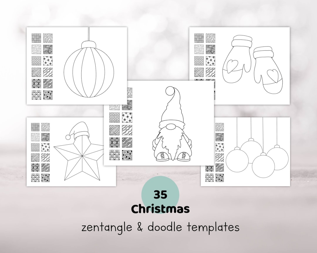 Printable Christmas Zentangle and Doodle Templates, Zentangle Pattern ...