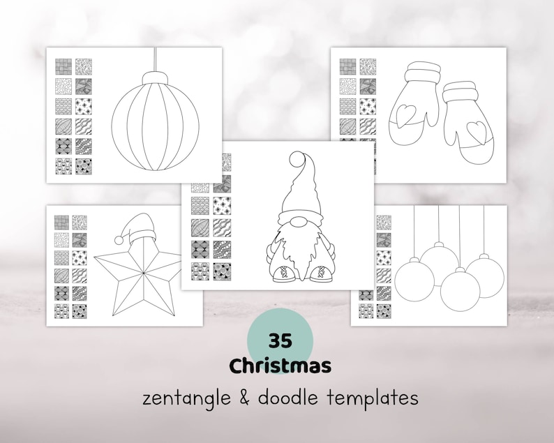 Printable Christmas Zentangle and Doodle Templates, Zentangle Pattern ...