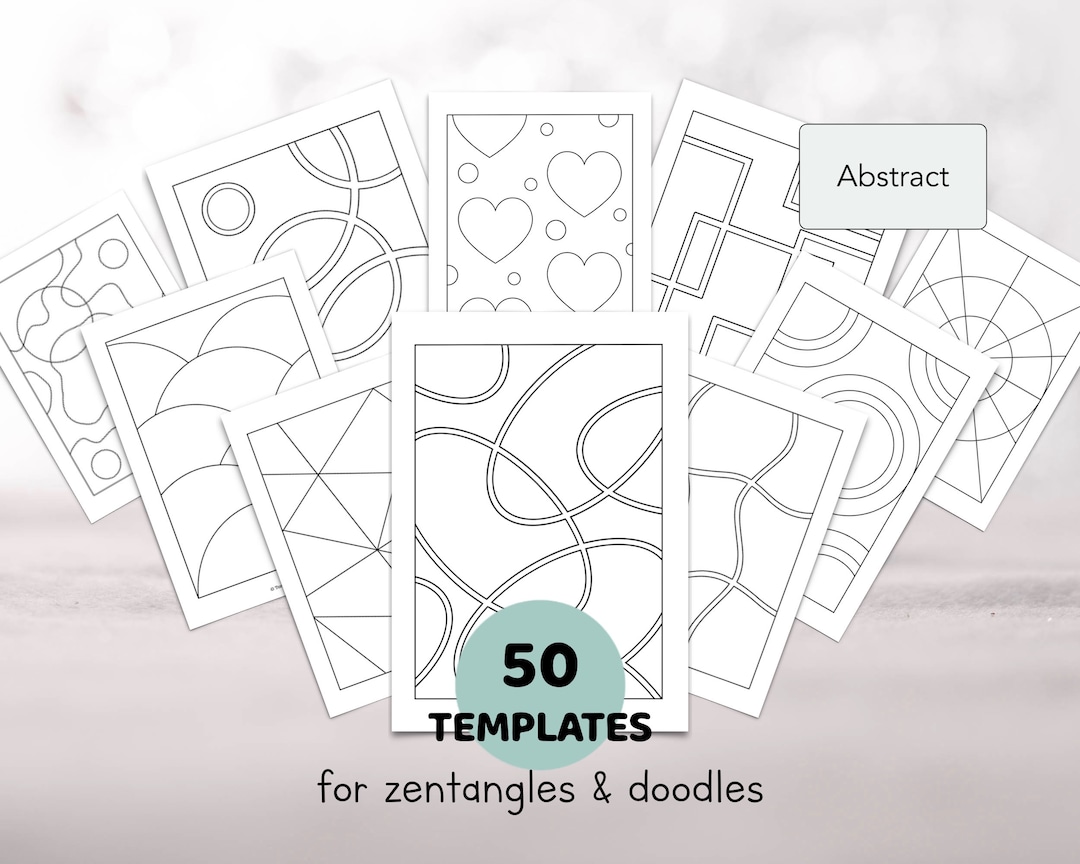 50 Printable Templates for Zentangles and Doodles Drawing, Zentangle ...