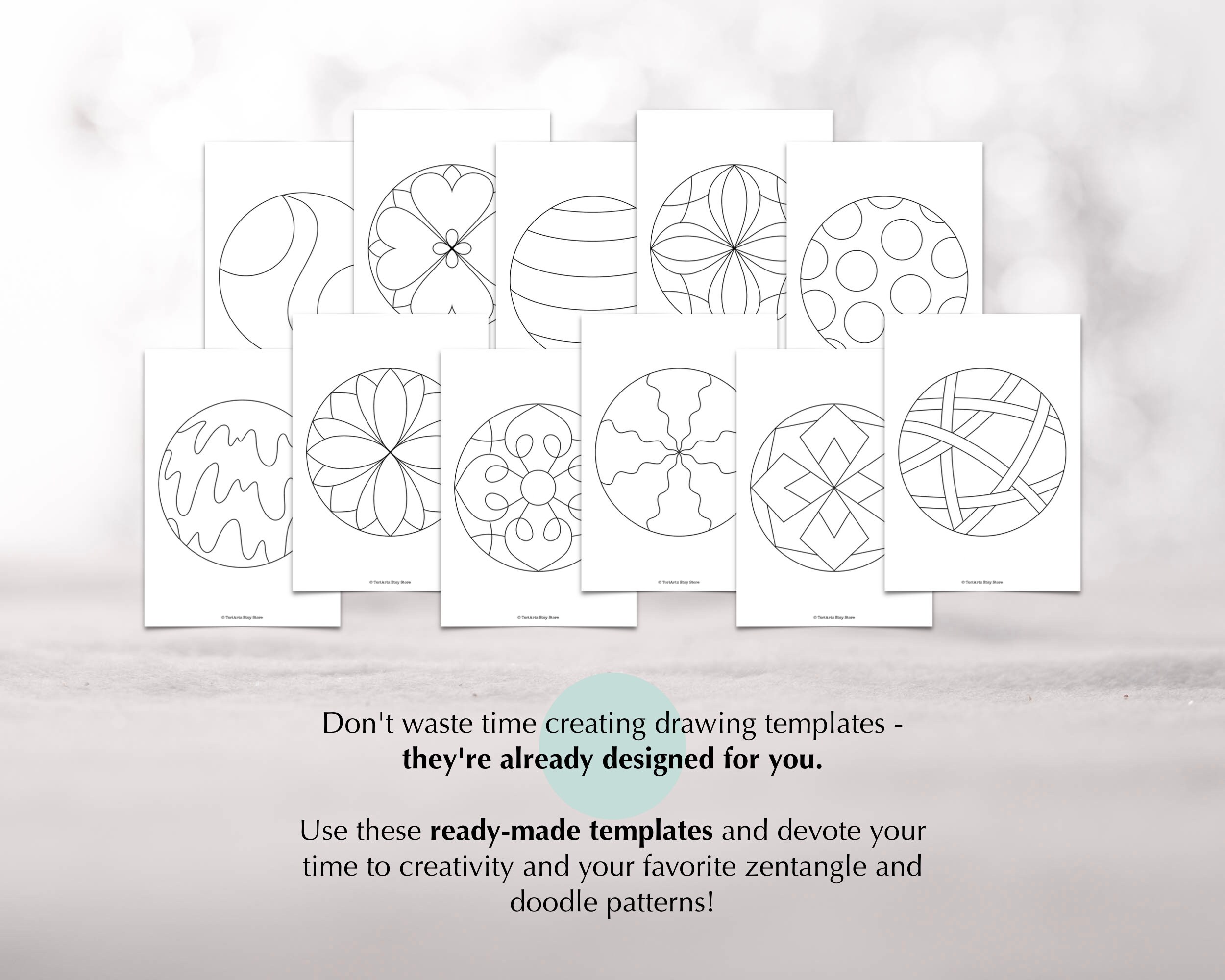 20 Printable Templates for Zentangles and Doodles Drawing - Etsy