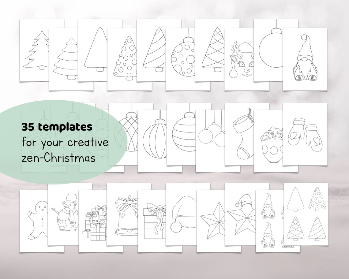 Printable Christmas Zentangle and Doodle Templates, Zentangle Pattern ...
