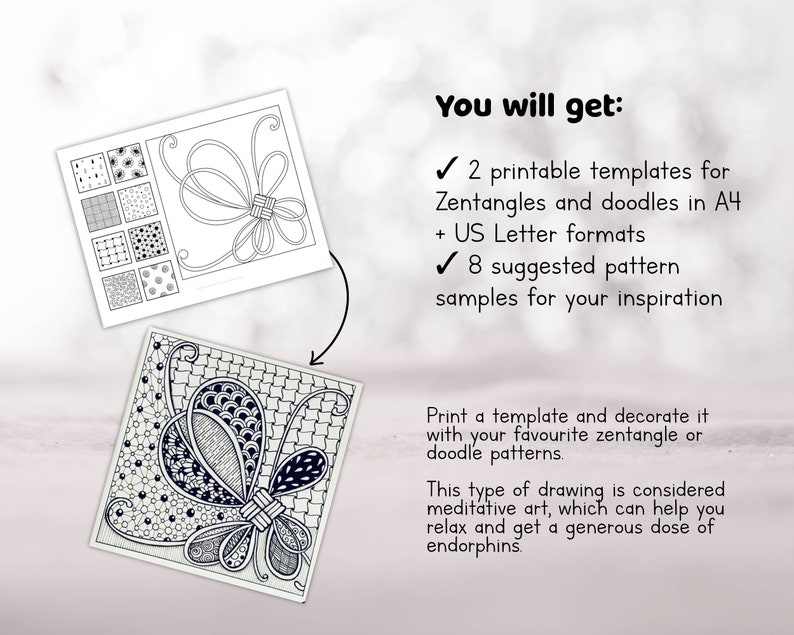 Knot. Zentangle and Doodles Printable Drawing Template, Line Art and ...