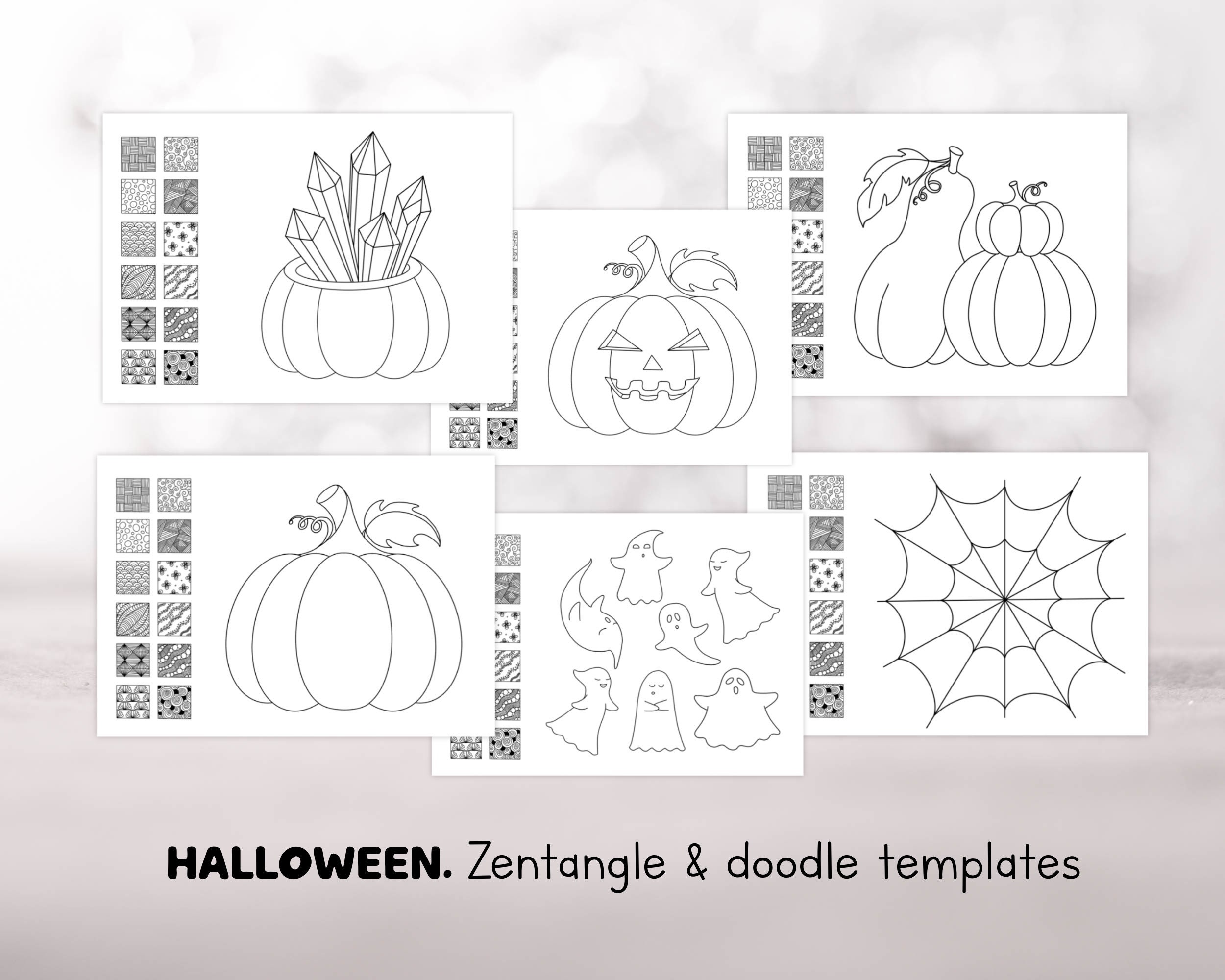 Printable Halloween Zentangle and Doodle Templates, Zentangle Pattern ...