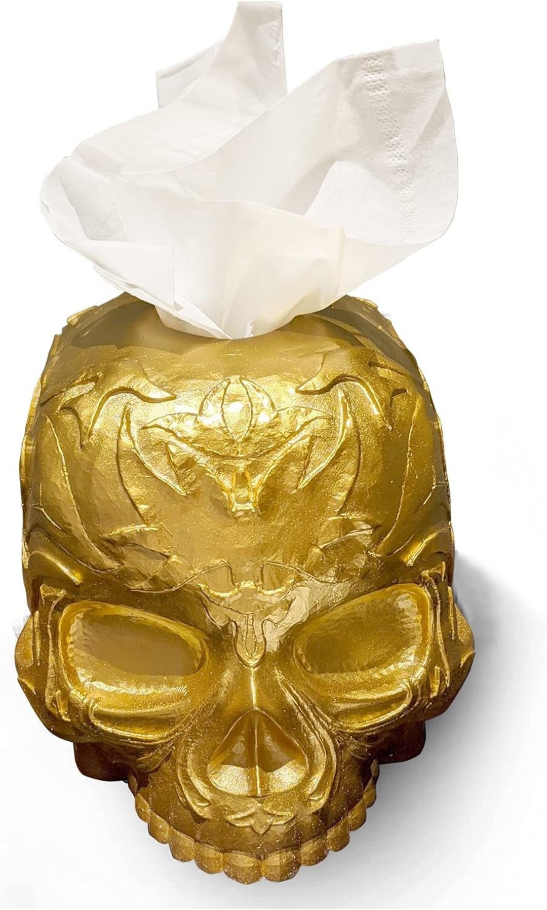 Skull Tissue Box Cover: Gothic Polyresin Gold Accent - Etsy