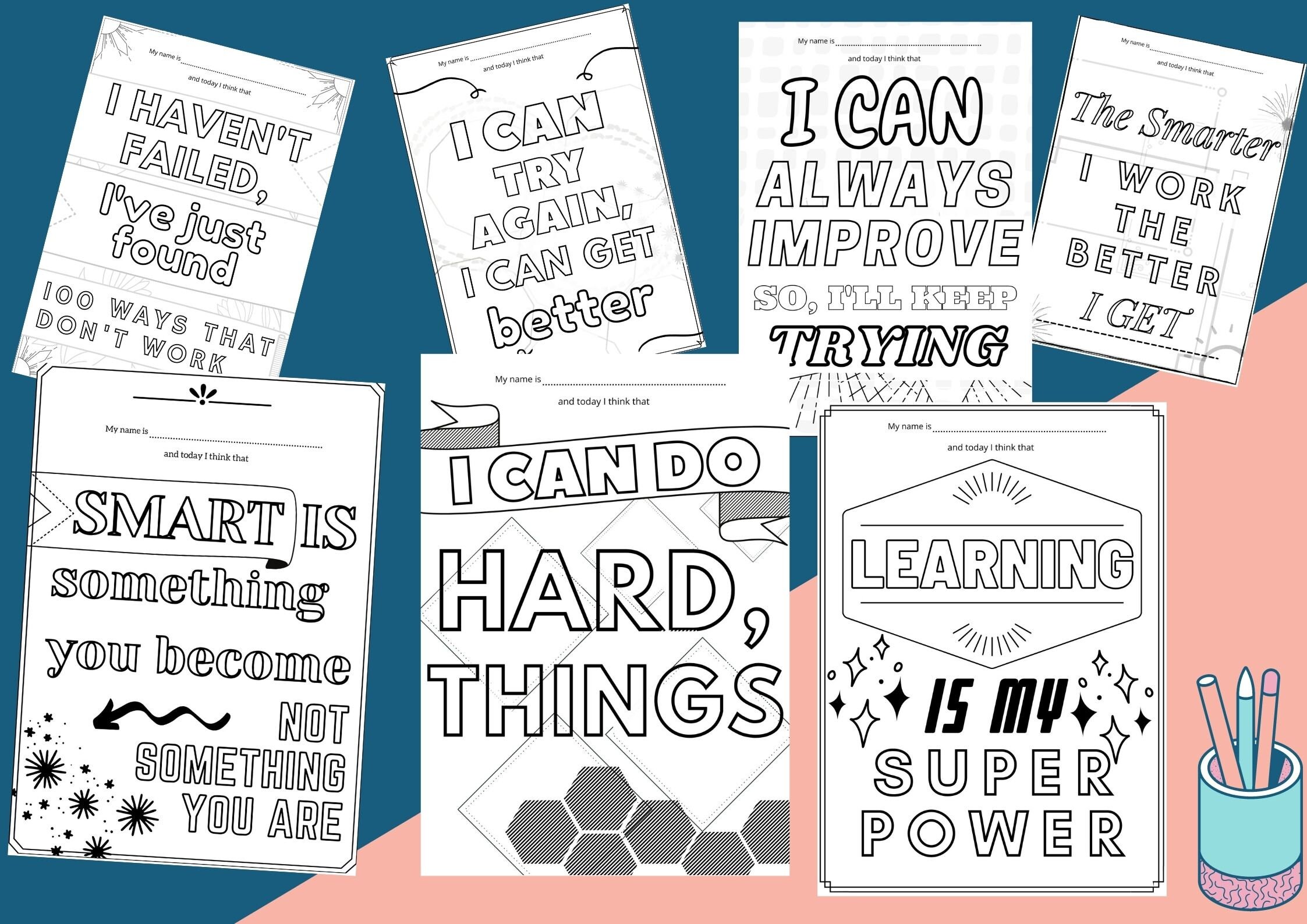 23 Growth Mindset Printable Coloring Pages - Classroom, Teacher ...