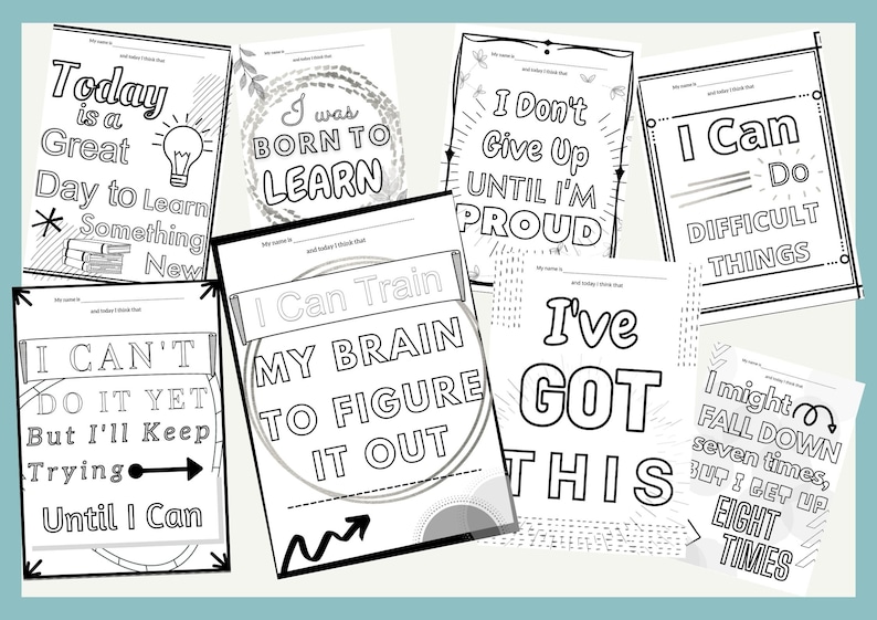 23 Growth Mindset Coloring Pages - Printable, Classroom, Teacher ...