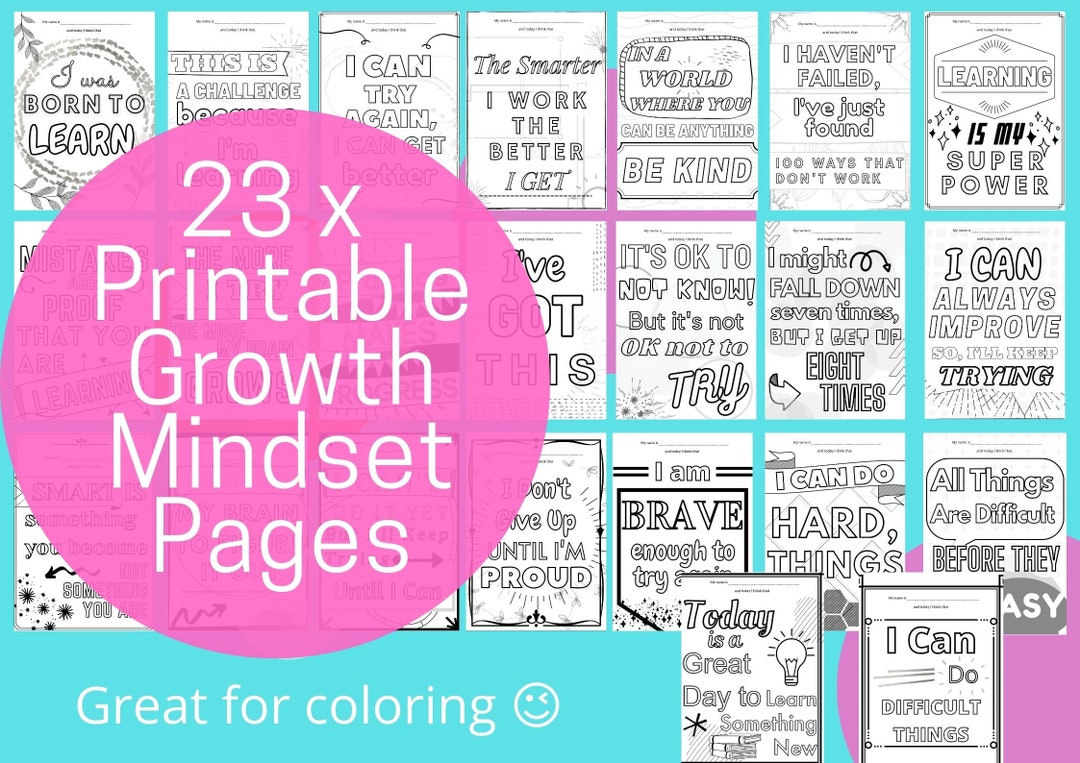 23 Growth Mindset Printable Coloring Pages - Classroom, Teacher ...