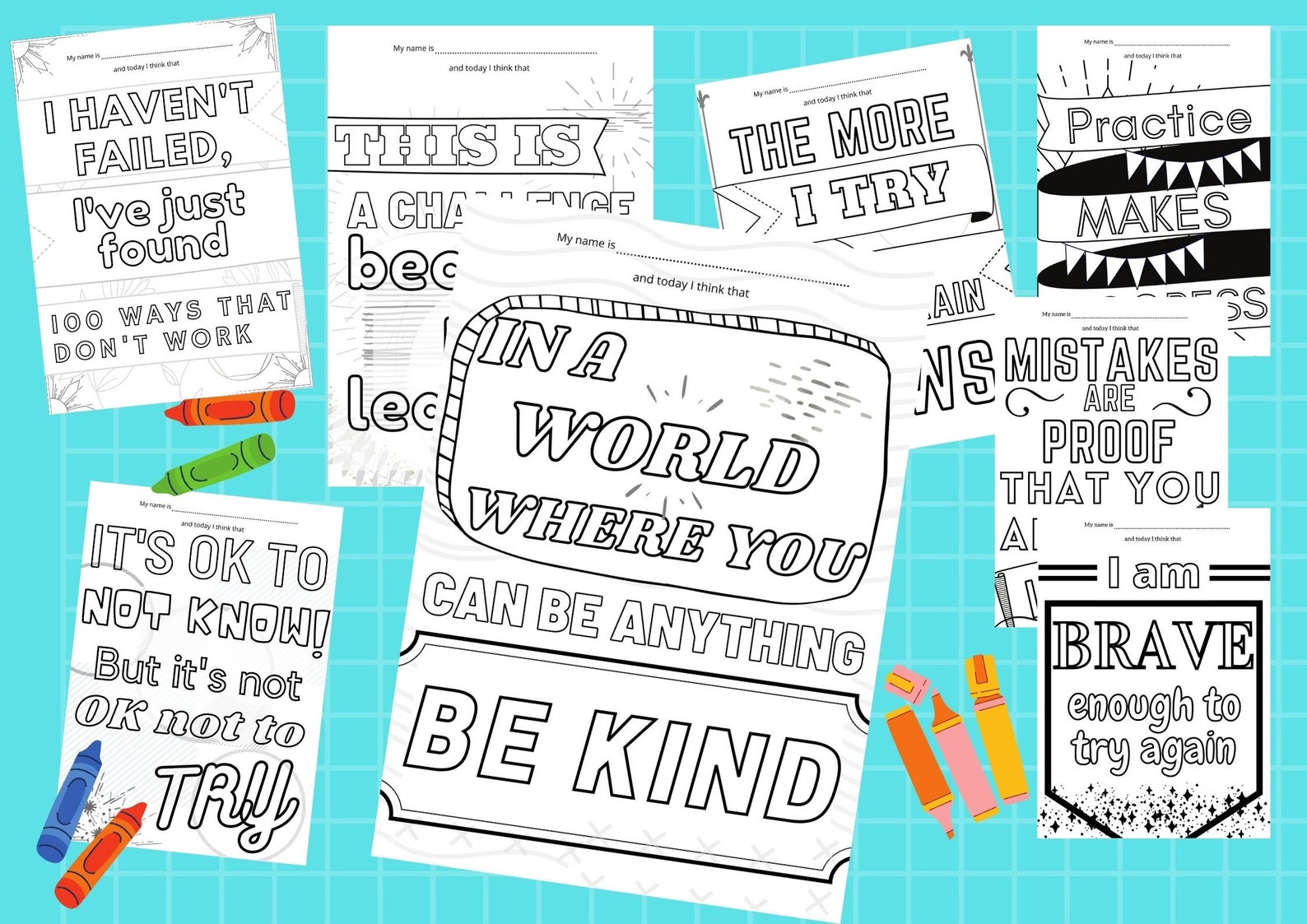 23 Growth Mindset Coloring Pages - Printable, Classroom, Teacher ...