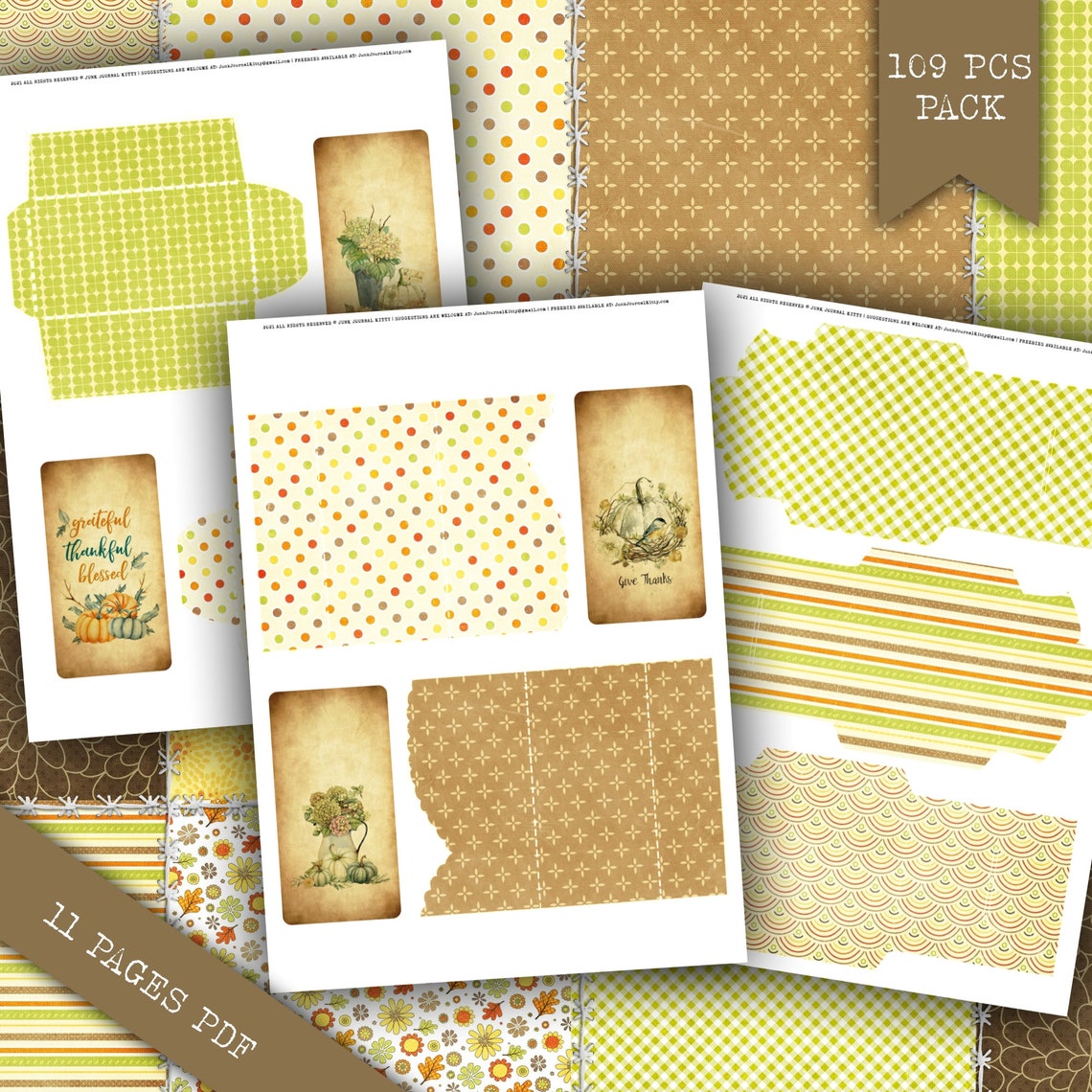 AUTUMN EPHEMERA PACK, Junk Journal, Ephemera Pack, Printable Junk ...
