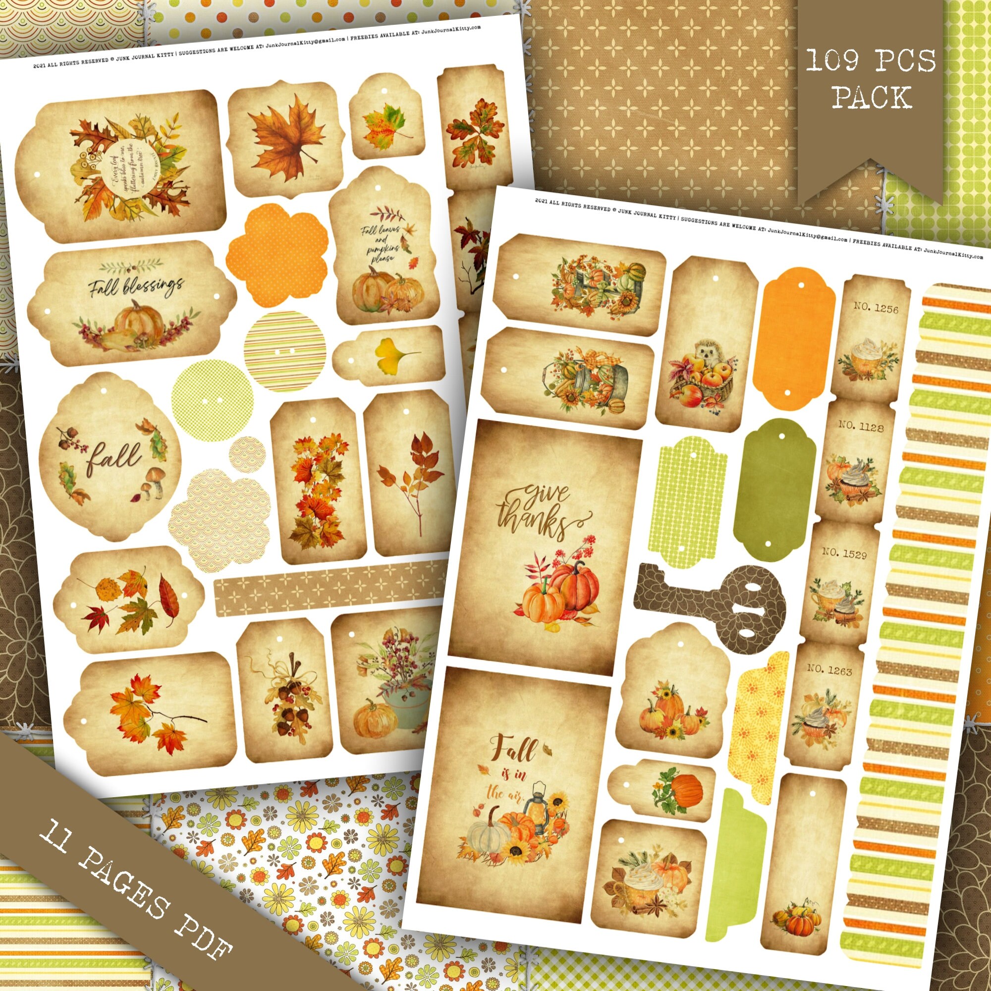 AUTUMN EPHEMERA PACK, Junk Journal, Ephemera Pack, Printable Junk ...