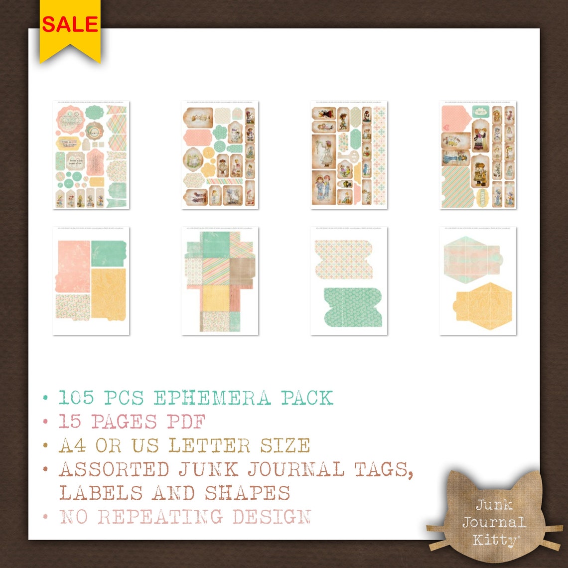 Junk Journal Ephemera Pack Printable Junk Journal Kit Fussy - Etsy