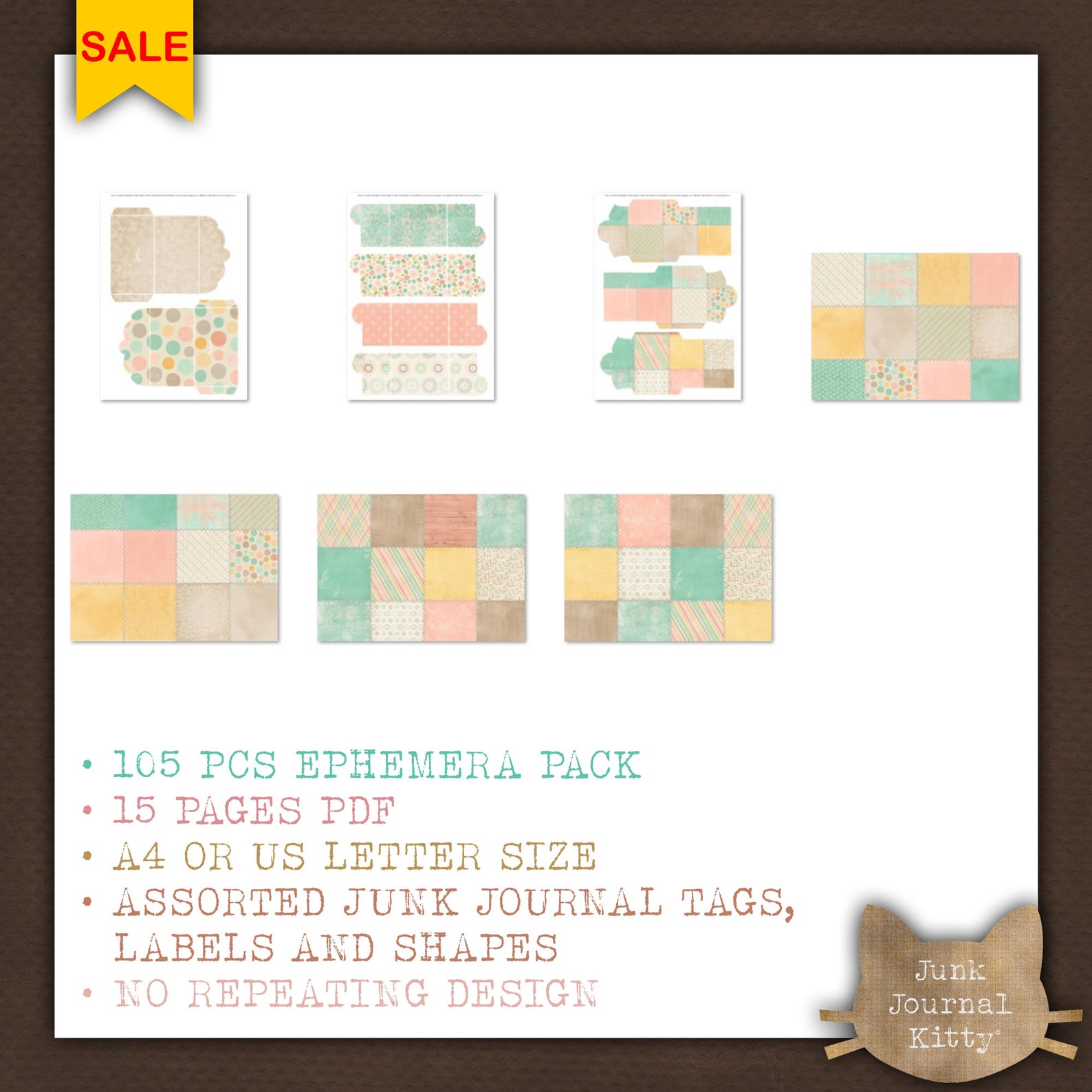 Junk Journal Ephemera Pack Printable Junk Journal Kit Fussy - Etsy