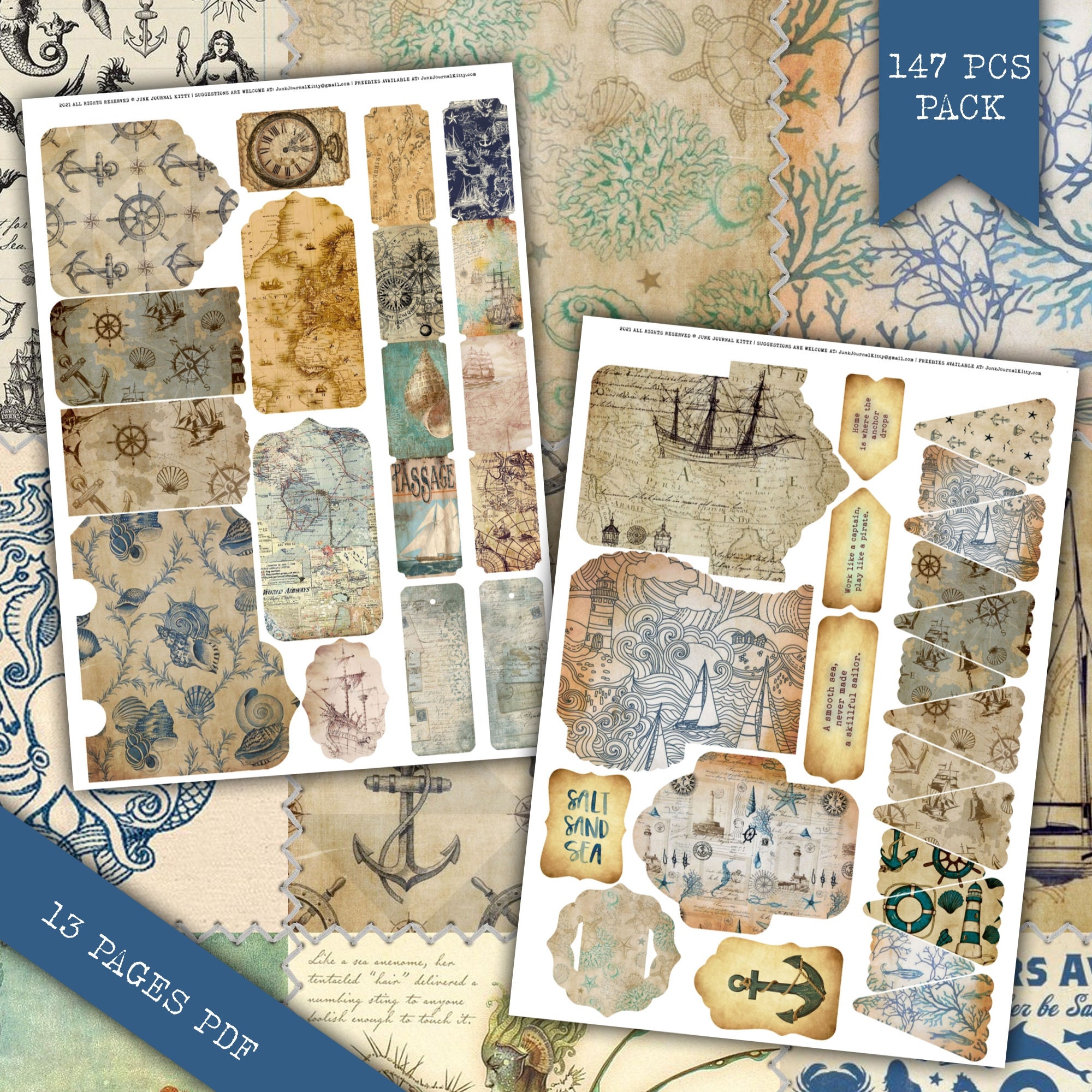 Junk Journal Kit Ephemera Pack Printable Junk Journal Kit - Etsy
