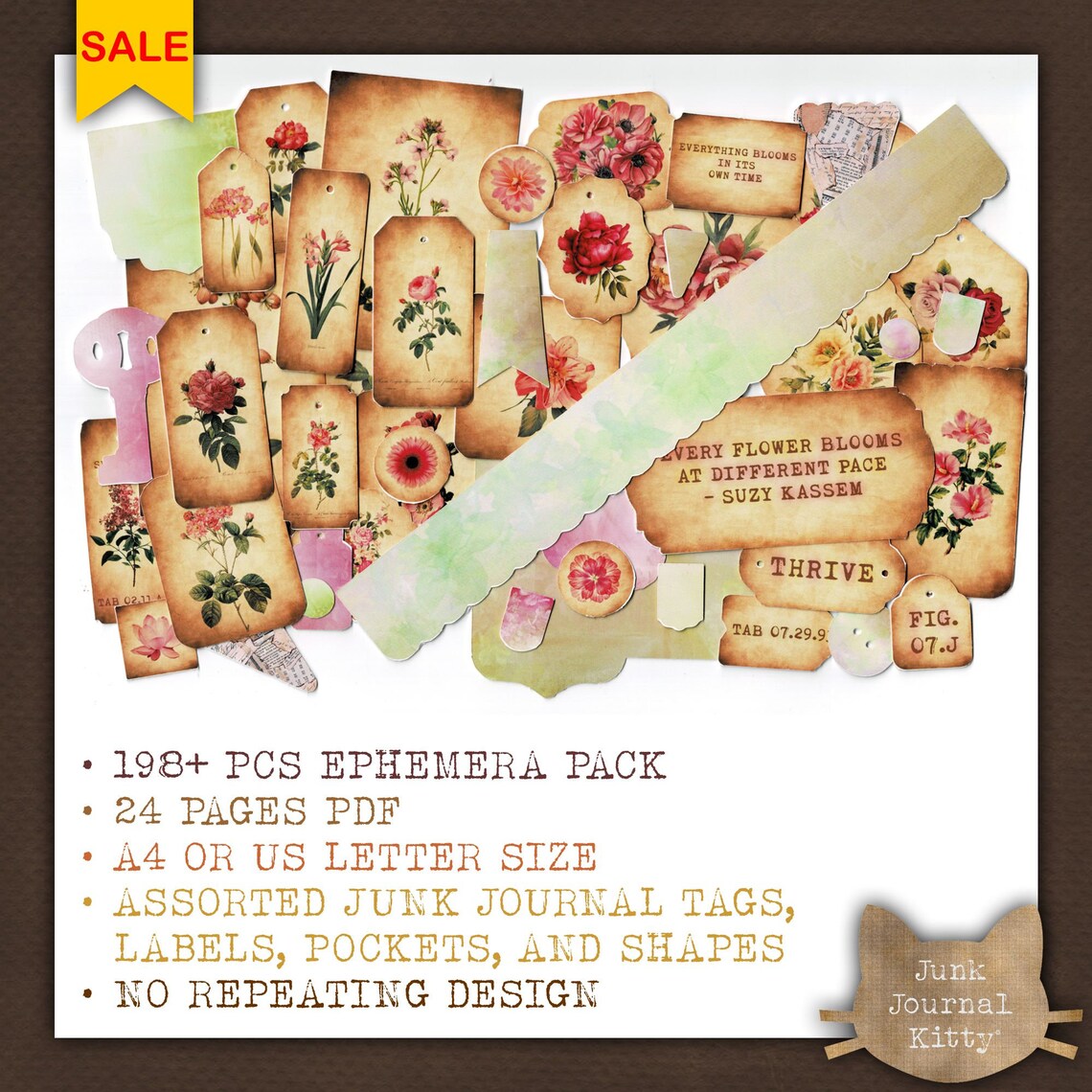 Junk Journal Ephemera Pack Printable Junk Journal Kit Fussy - Etsy