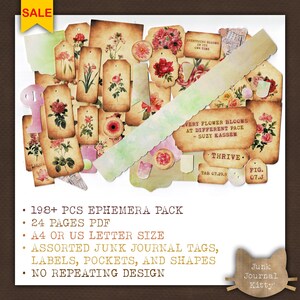 Junk Journal Ephemera Pack Printable Junk Journal Kit Fussy - Etsy