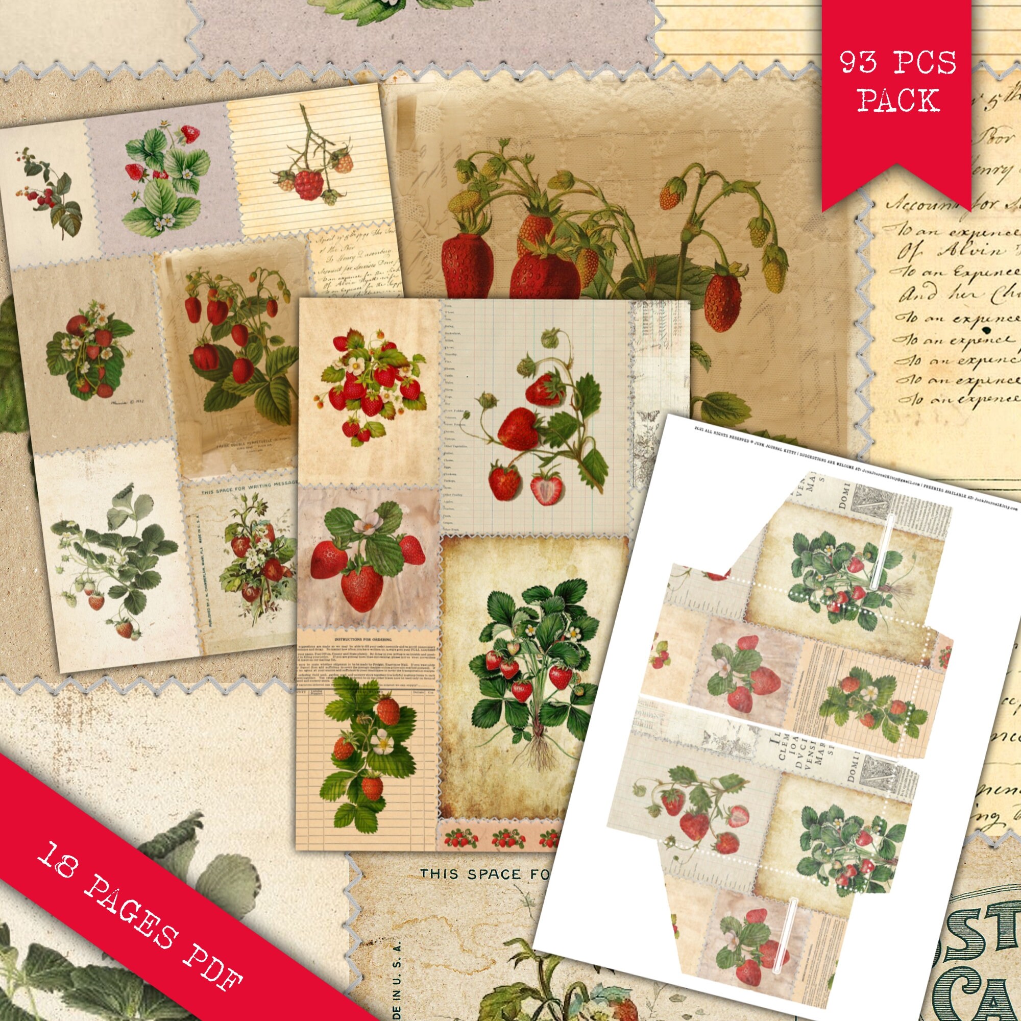 Junk Journal, Ephemera Pack, Printable Junk Journal Kit, Fussy Cut ...