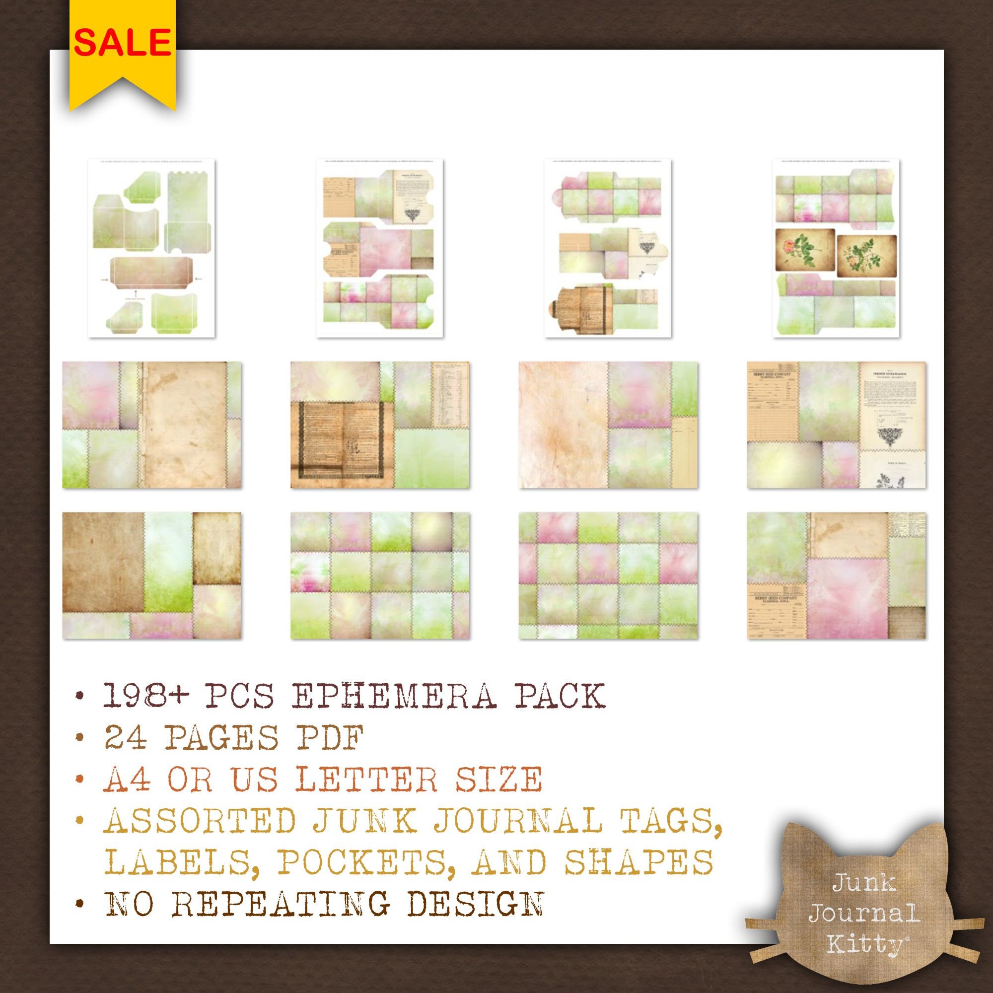 Junk Journal Ephemera Pack Printable Junk Journal Kit Fussy - Etsy