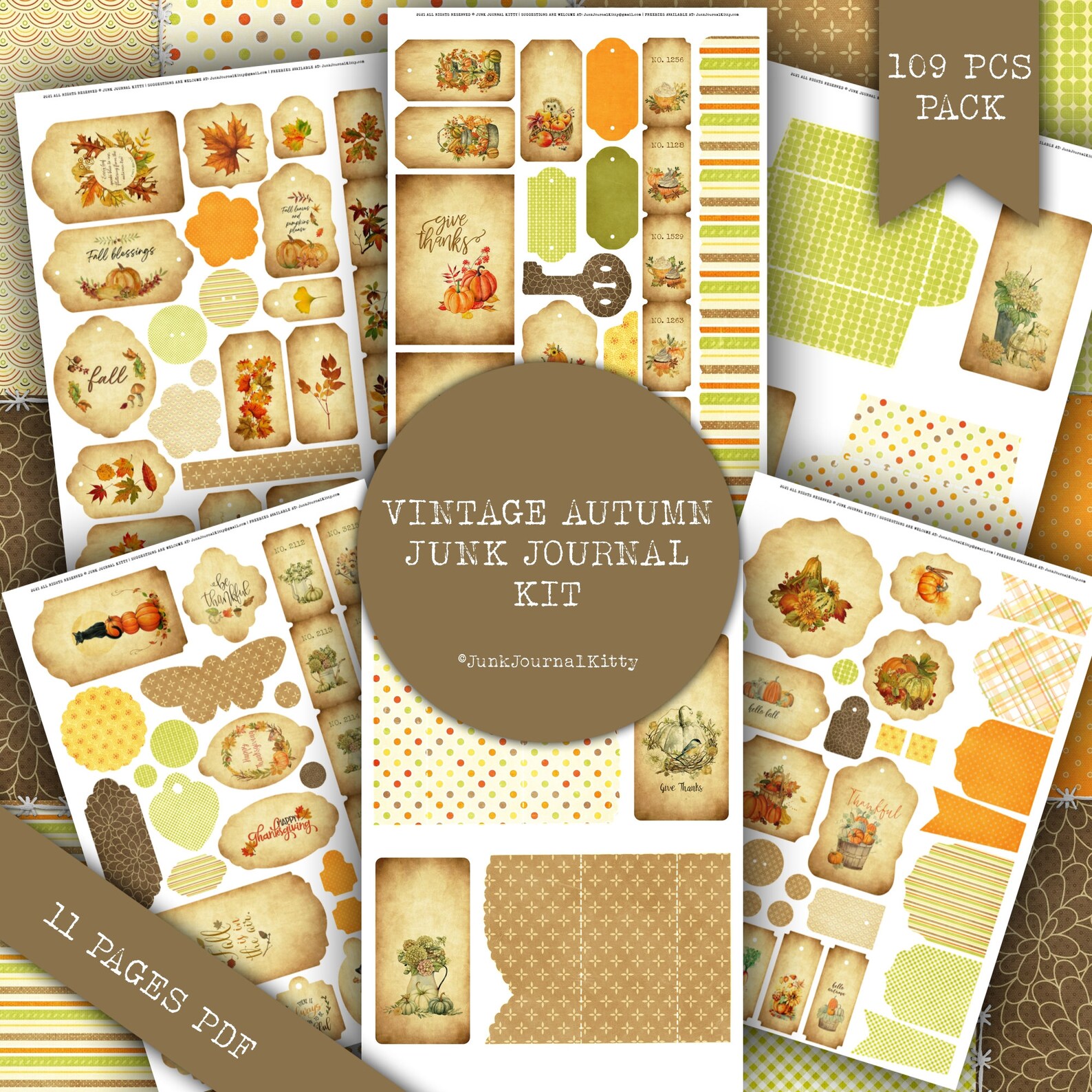 AUTUMN EPHEMERA PACK, Junk Journal, Ephemera Pack, Printable Junk ...