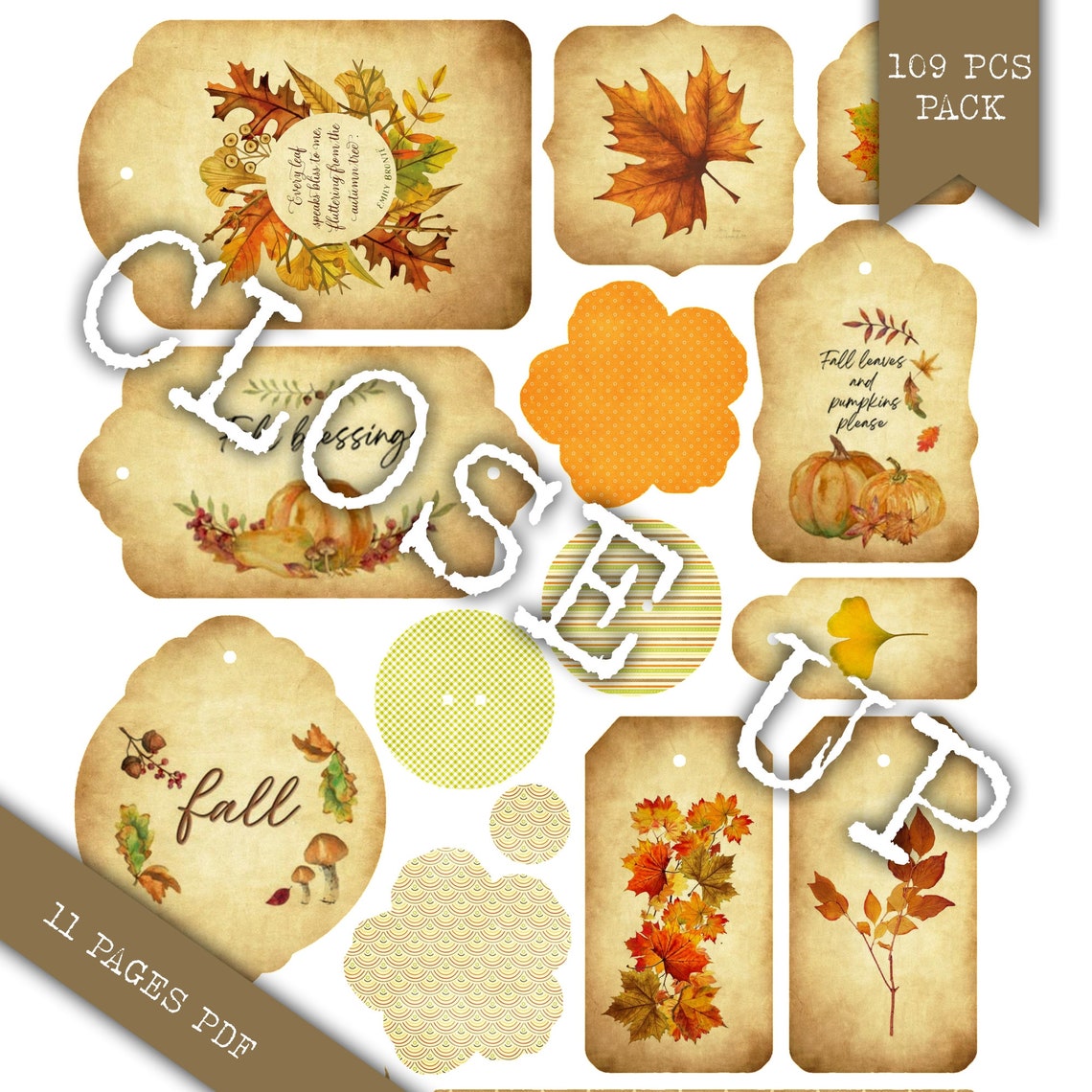 AUTUMN EPHEMERA PACK, Junk Journal, Ephemera Pack, Printable Junk ...