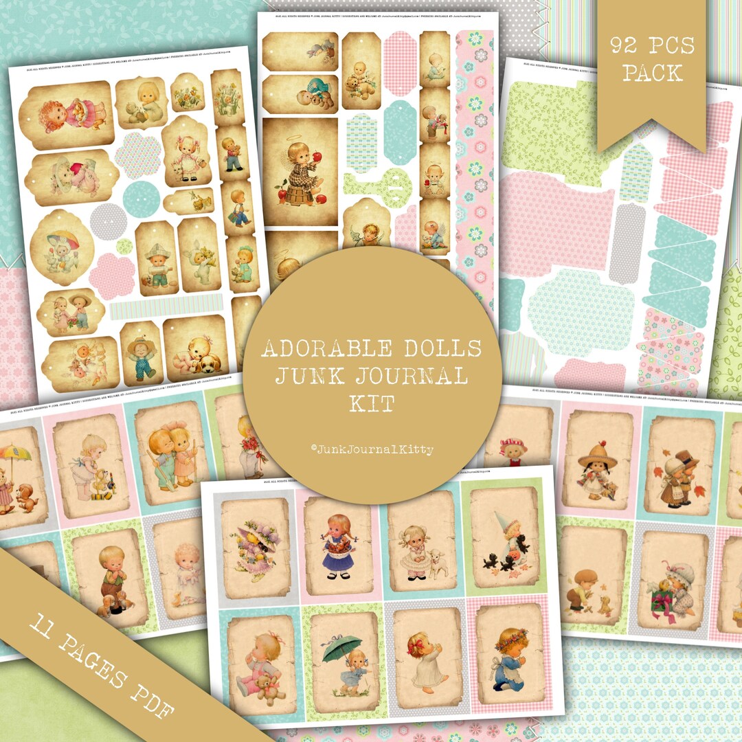 PAPER DOLLS EPHEMERA Pack, 92 Pcs Junk Journal, Ephemera Pack ...