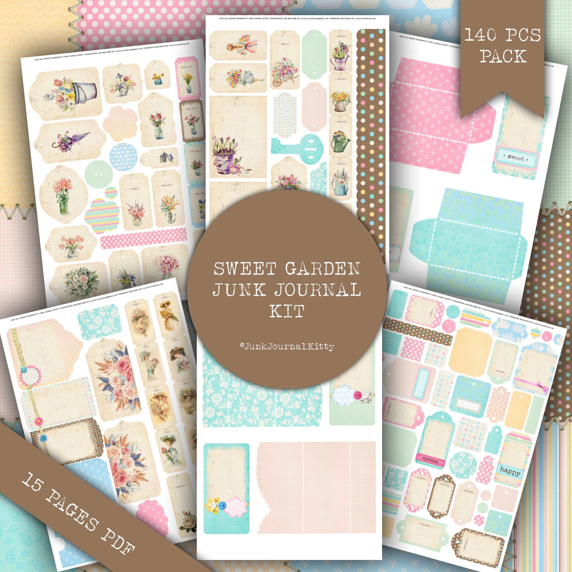 FLORAL GARDEN EPHEMERA Pack, Junk Journal, Ephemera Pack, Printable ...