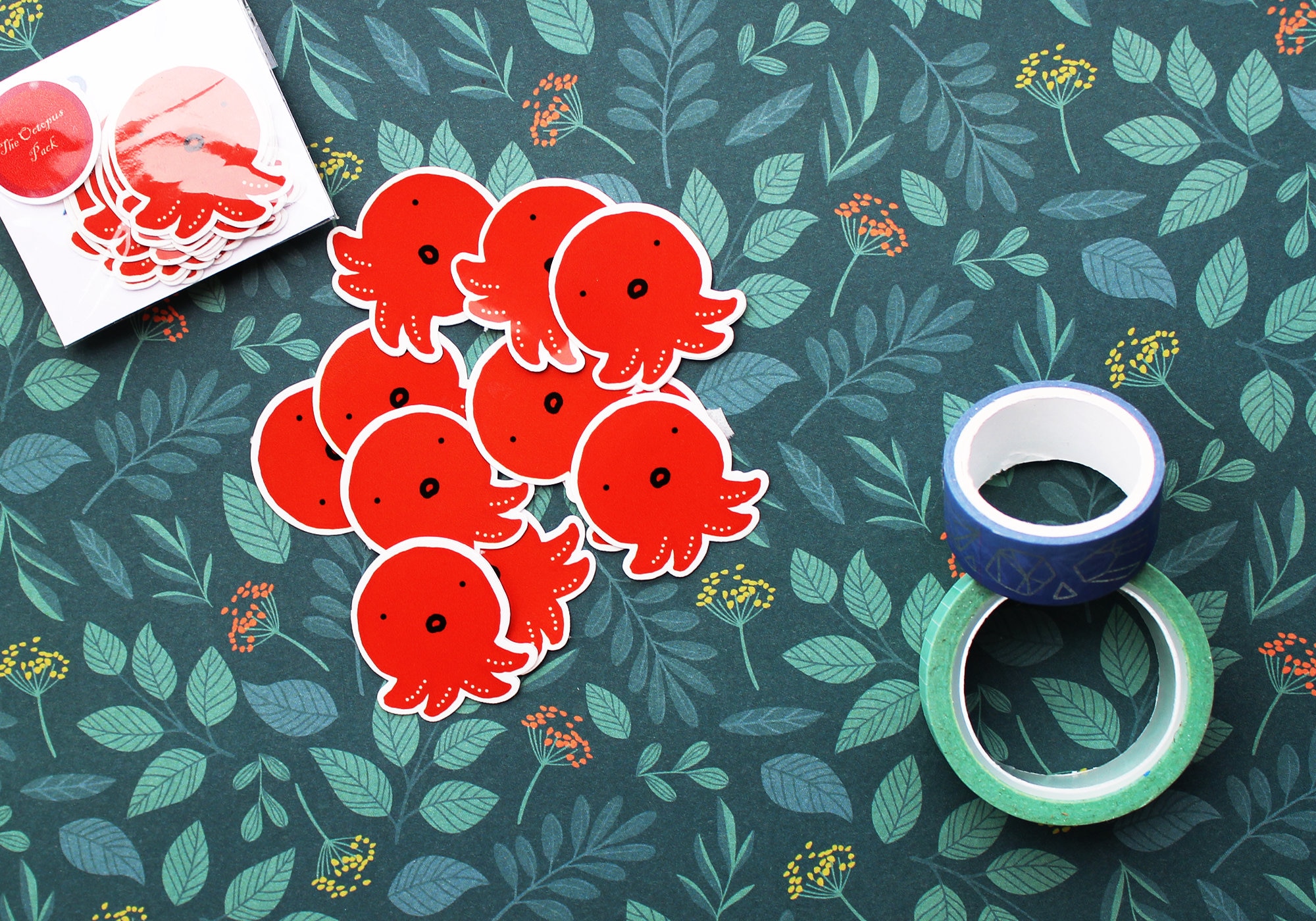 Paper & Party Supplies Small Cute Red Octopus Pack Pack of 10 Bujo ...