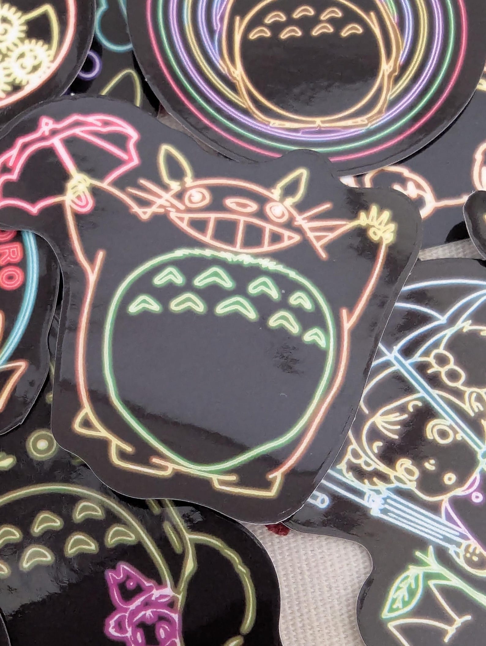 Neon Totoro Stickers, Japanese Animation Stickers, Cute Totoro Stickers ...