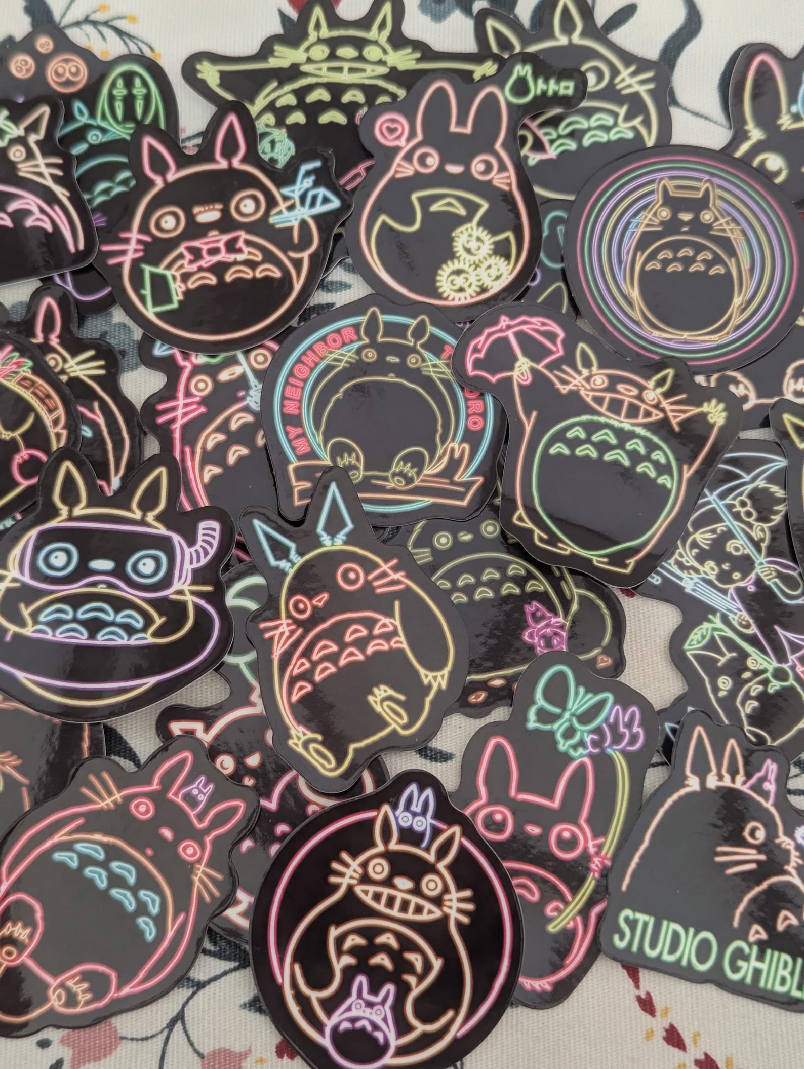 Neon Totoro Stickers, Japanese Animation Stickers, Cute Totoro Stickers ...